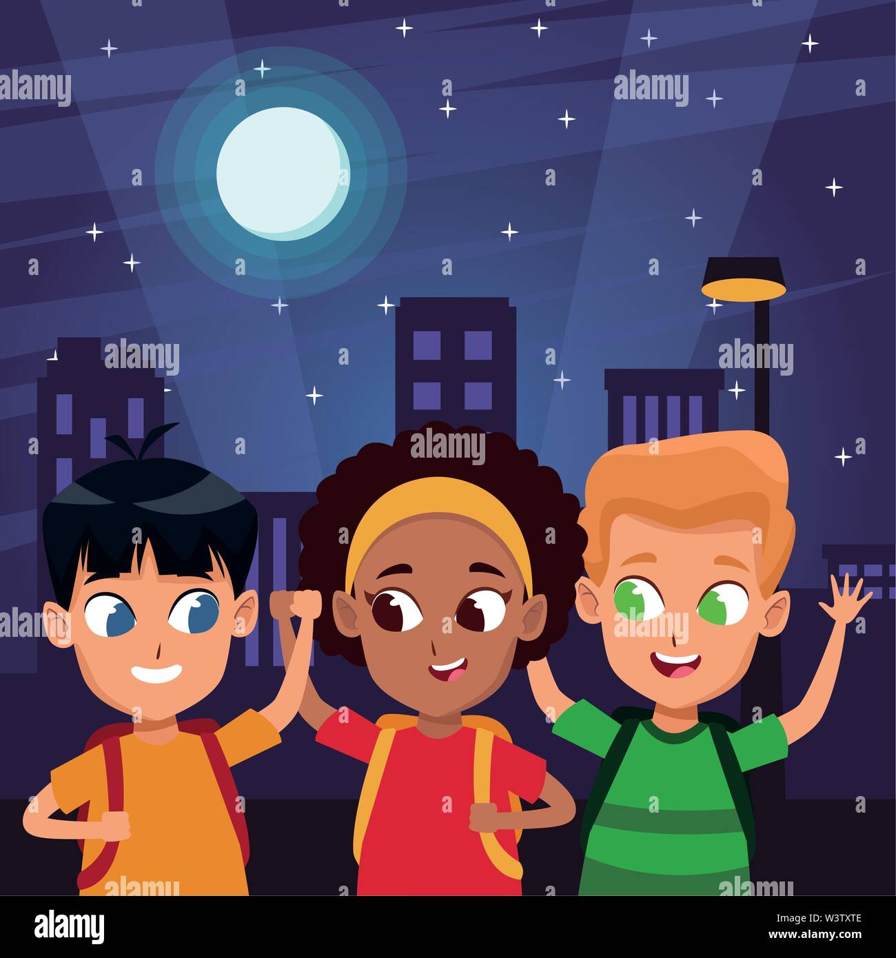 childhood cute school students cartoon Stock Vector Image & Art - Alamy