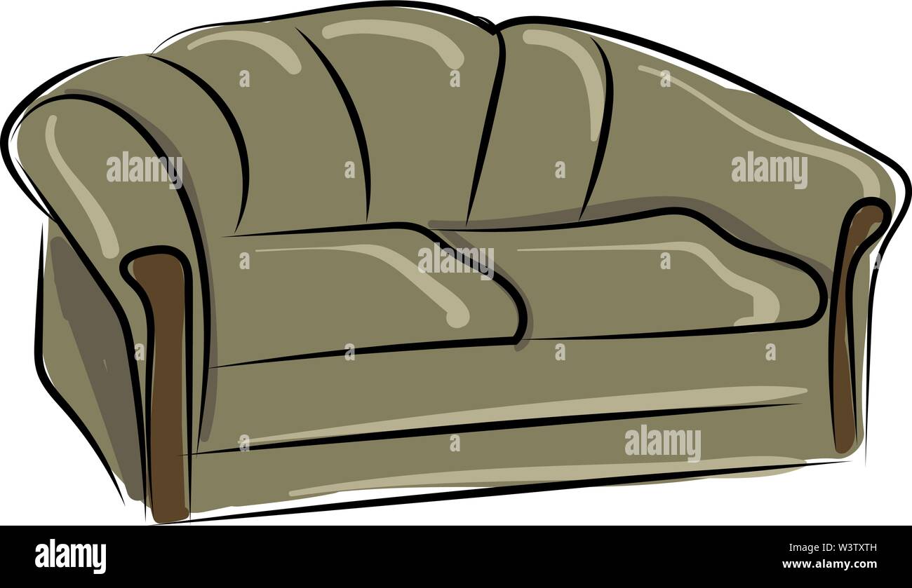 Big grey sofa, illustration, vector on white background Stock Vector ...