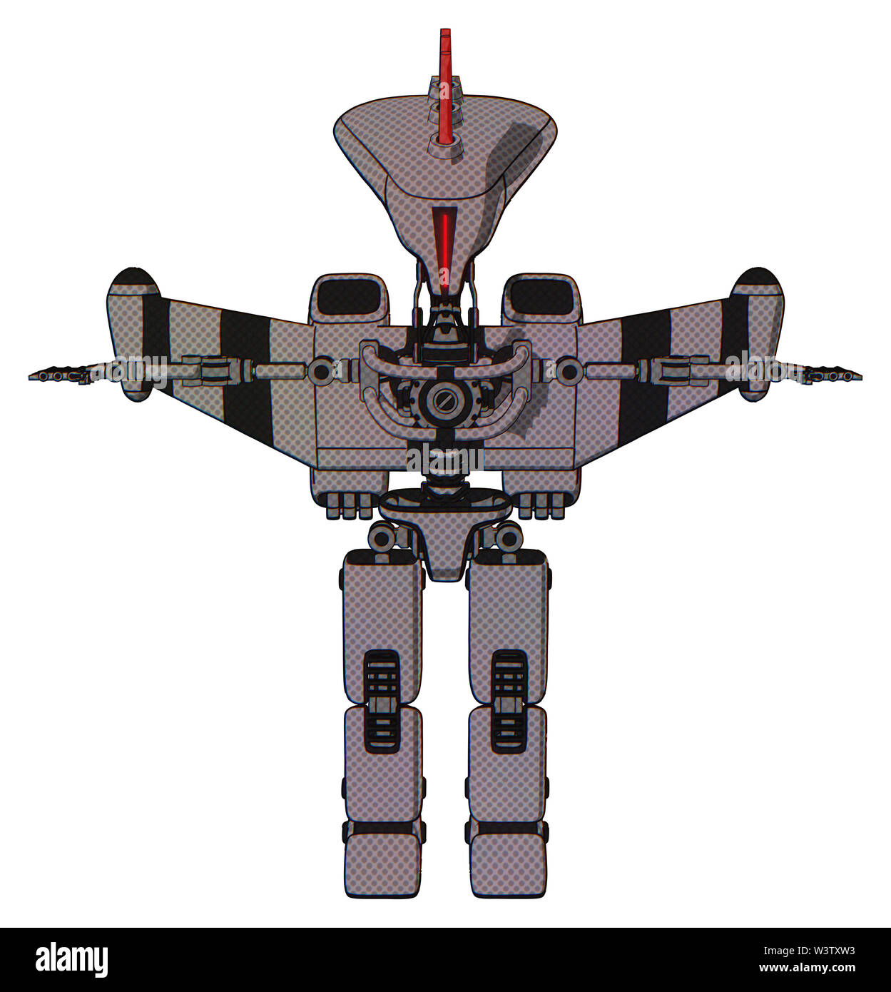 Bot containing elements: flat elongated skull head, light chest ...
