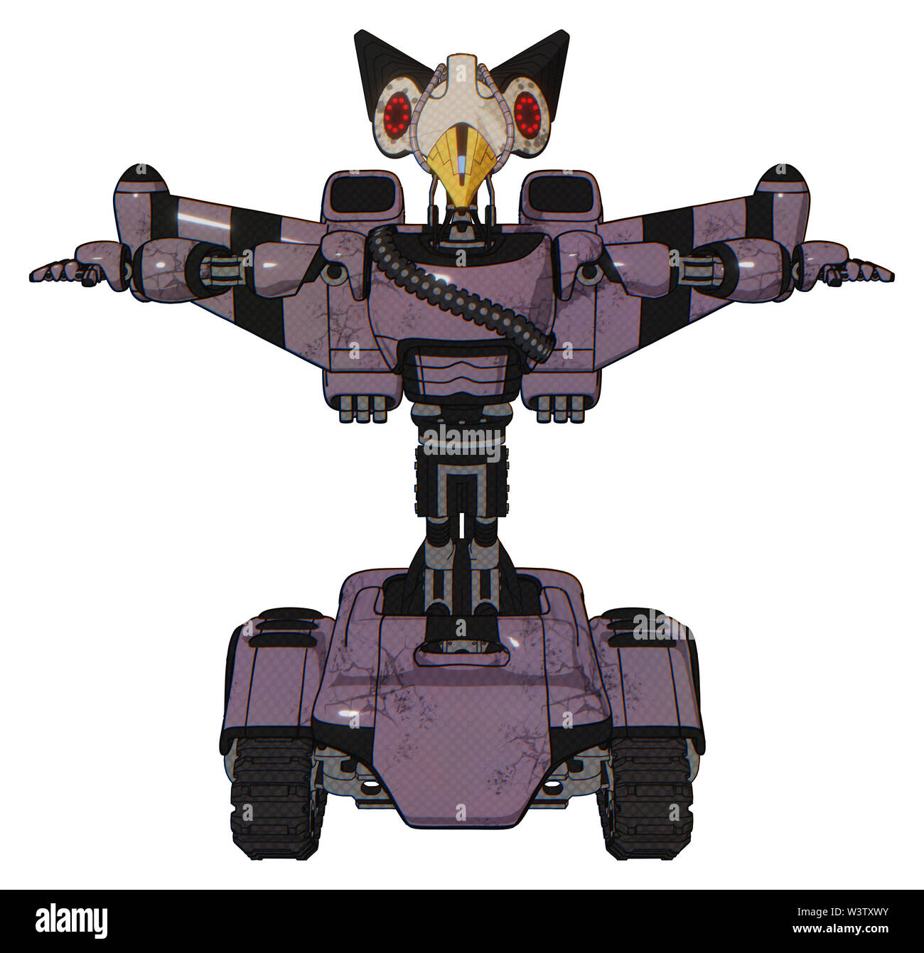 Robot containing elements: bird skull head, red led circle eyes ...