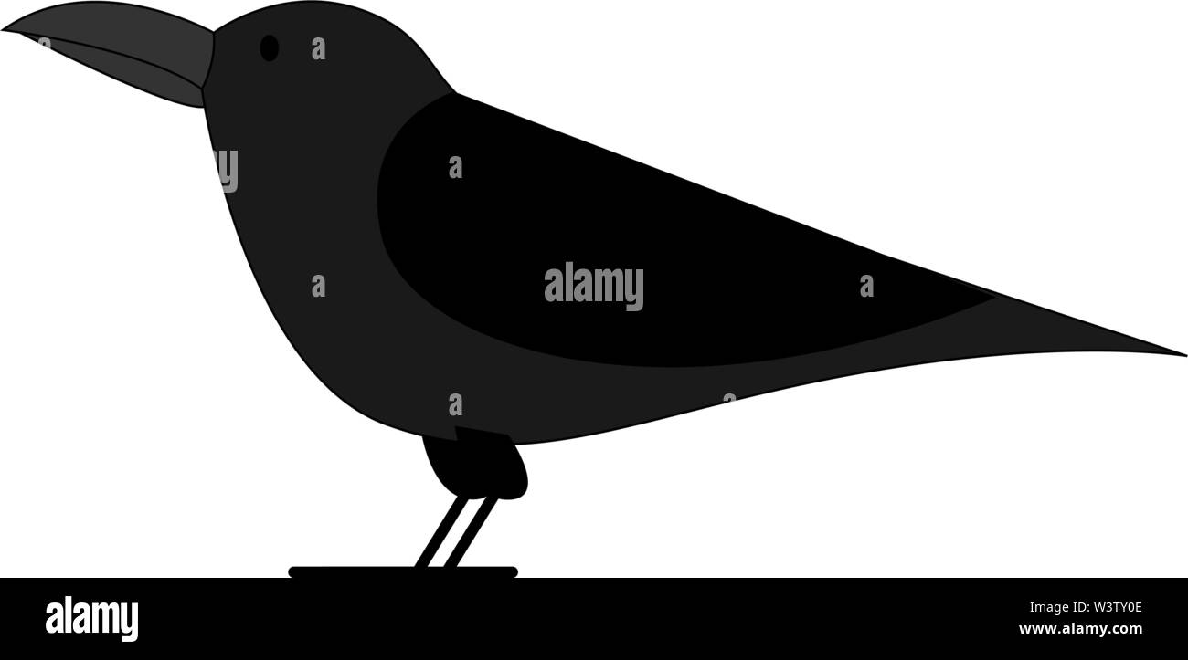 Black crow, illustration, vector on white background Stock Vector Image ...