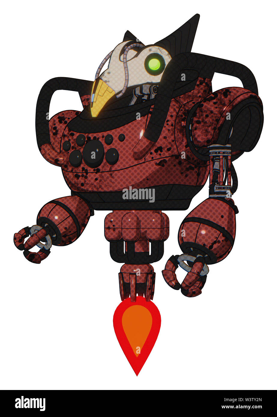 Robot containing elements: bird skull head, green eyes, robobeak design ...