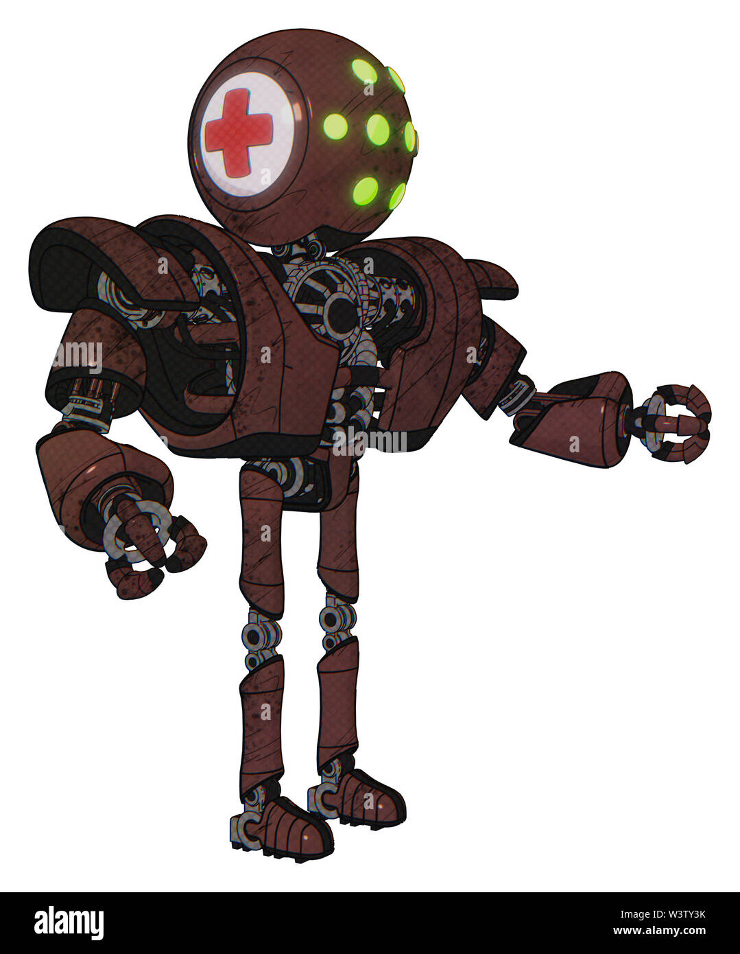 Automaton containing elements: round head, green eyes array, first aid ...