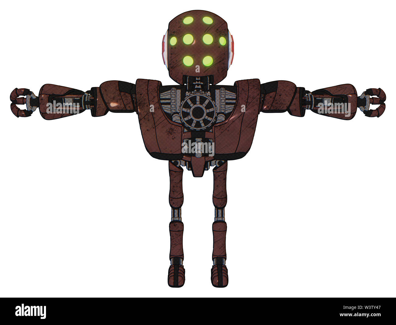 Automaton containing elements: round head, green eyes array, first aid ...