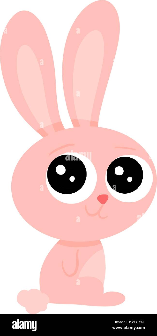 Cute pink bunny, illustration, vector on white background Stock Vector ...