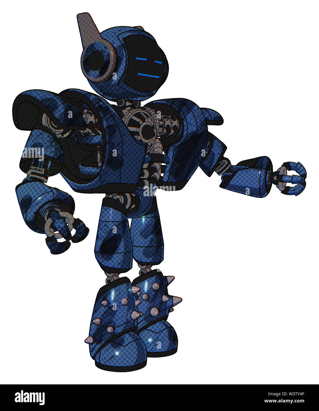 Mech containing elements: digital display head, sleeping face, winglets ...