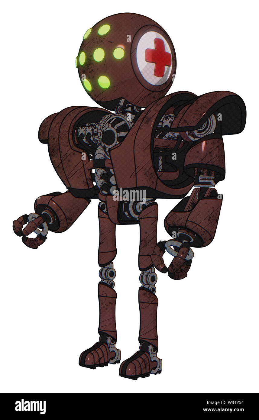 Automaton containing elements: round head, green eyes array, first aid ...