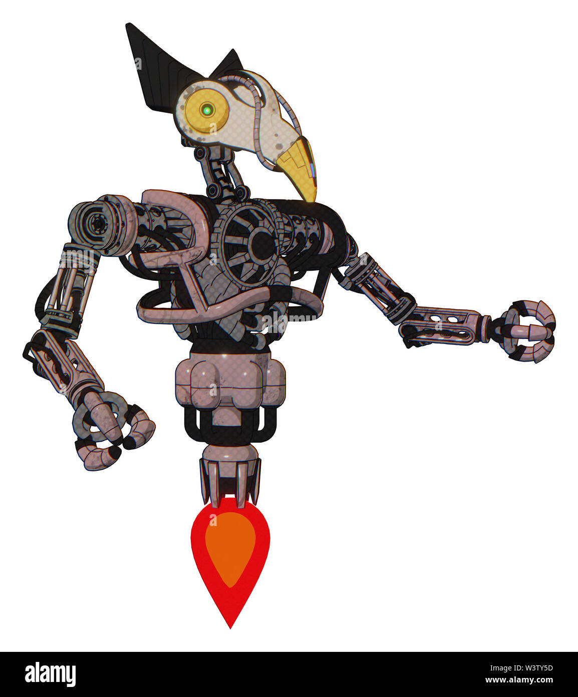 Robot containing elements: bird skull head, brass steampunk eyes ...