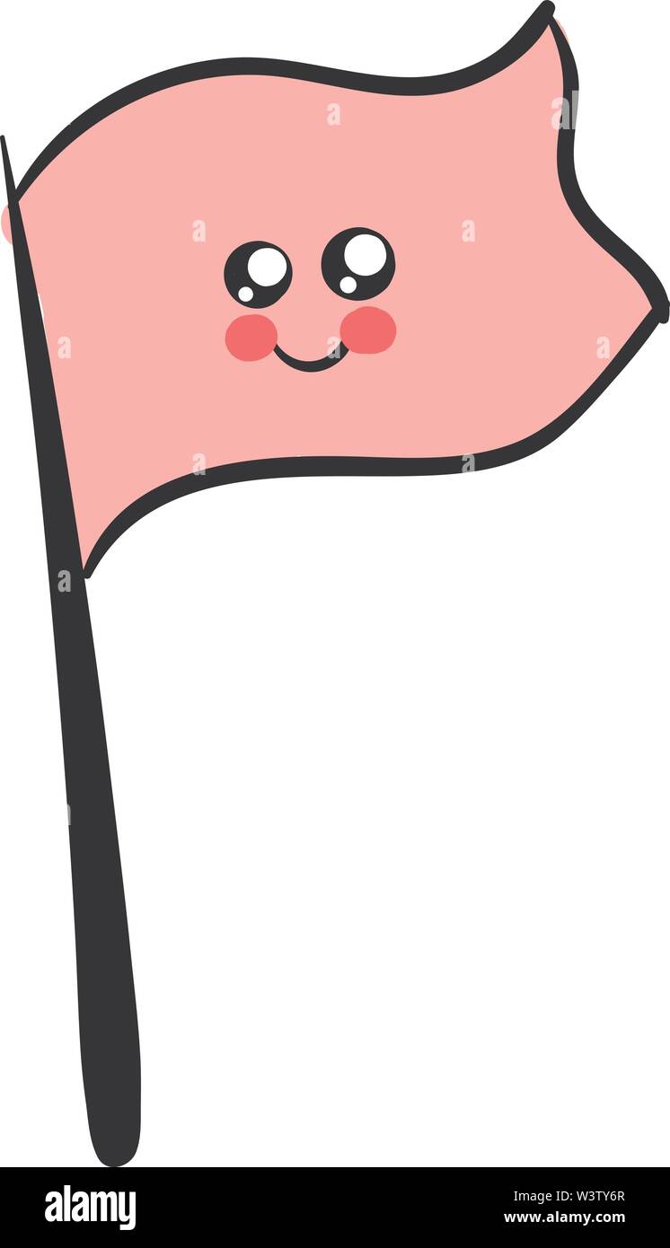 Cute pink flag, illustration, vector on white background Stock Vector ...
