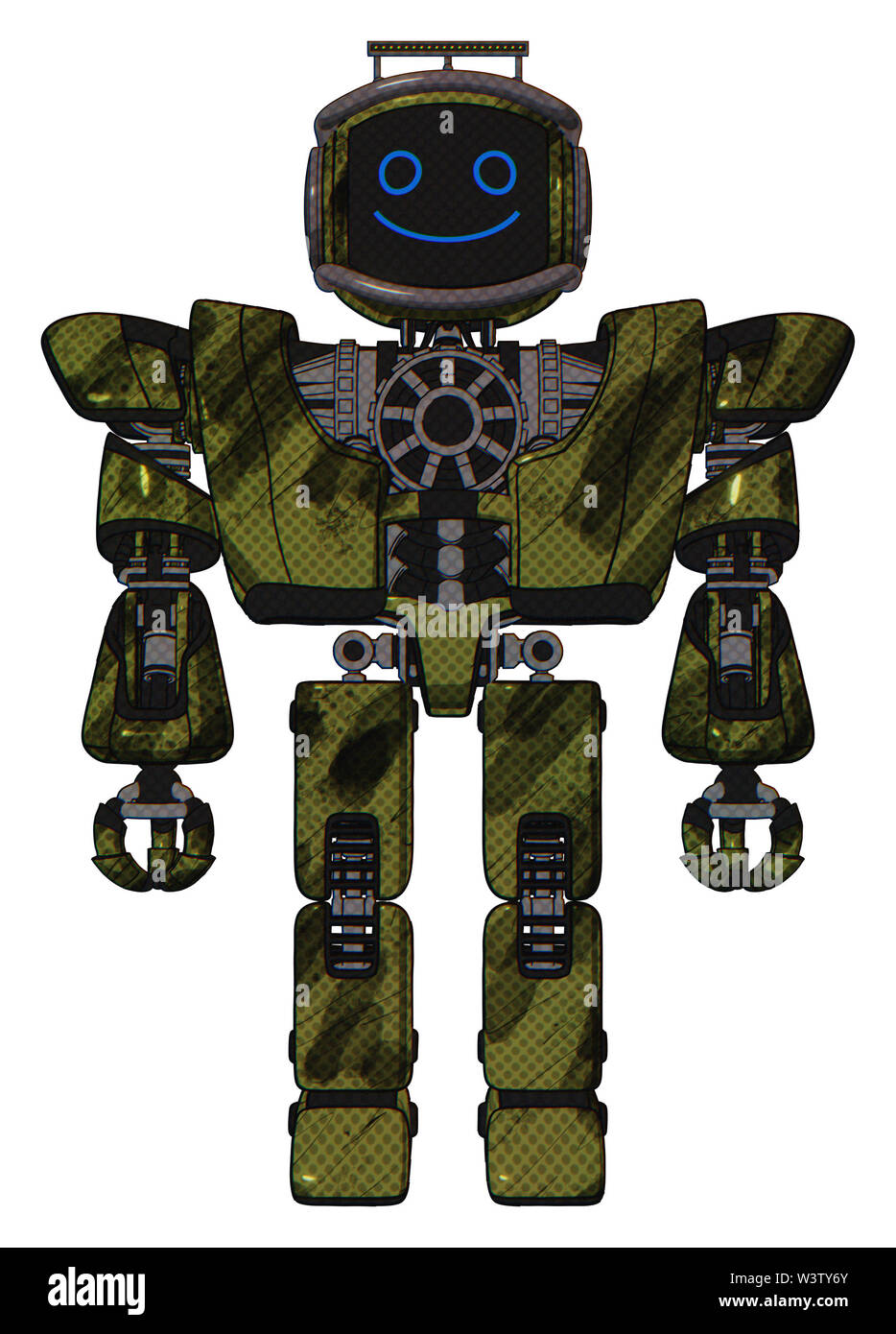 Mech containing elements: digital display head, happy face, led and ...