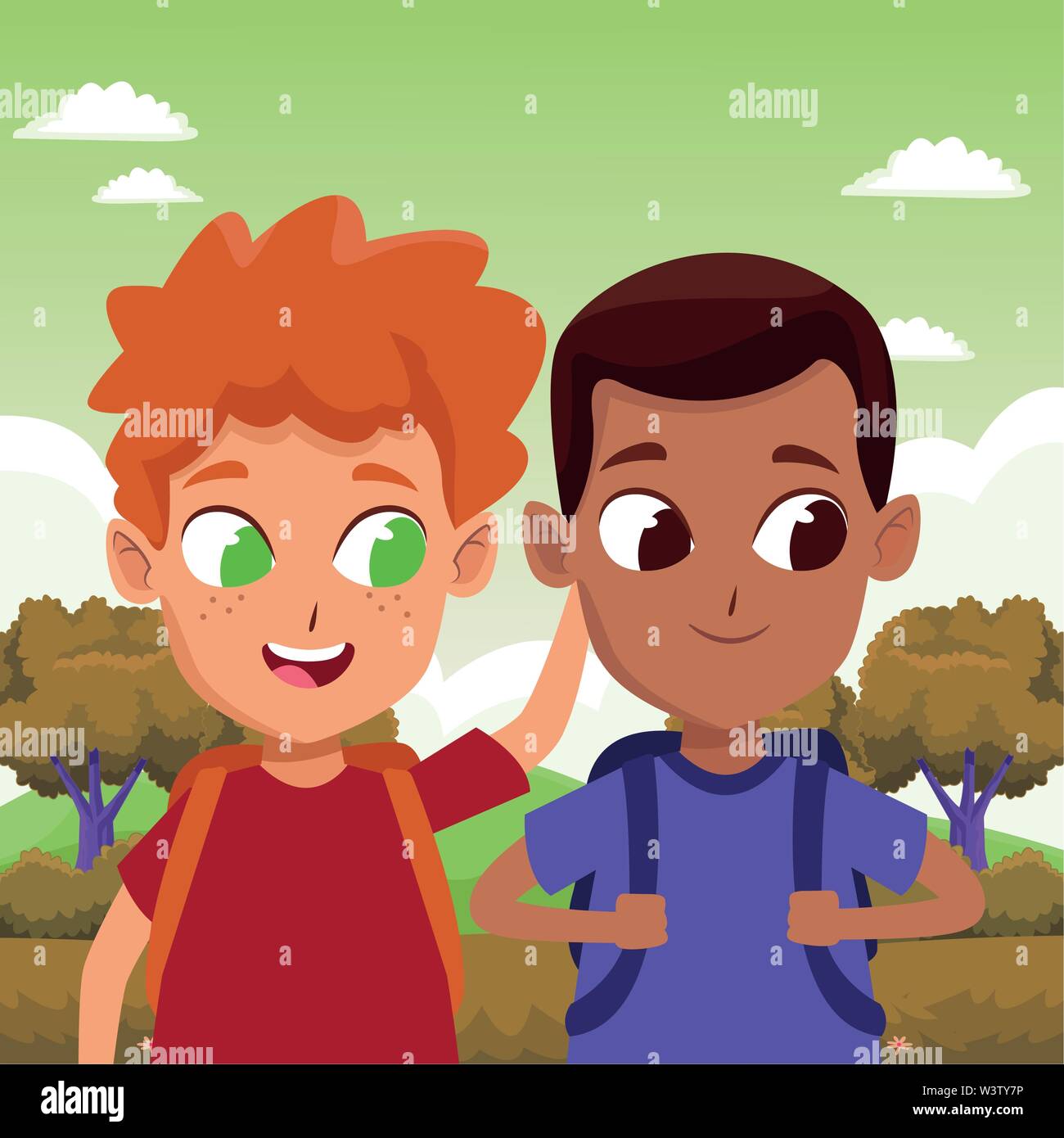 childhood adorable school students cartoon Stock Vector Image & Art - Alamy