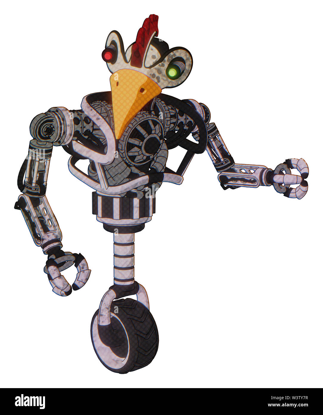 Cyborg containing elements: bird skull head, yellow and green scope ...