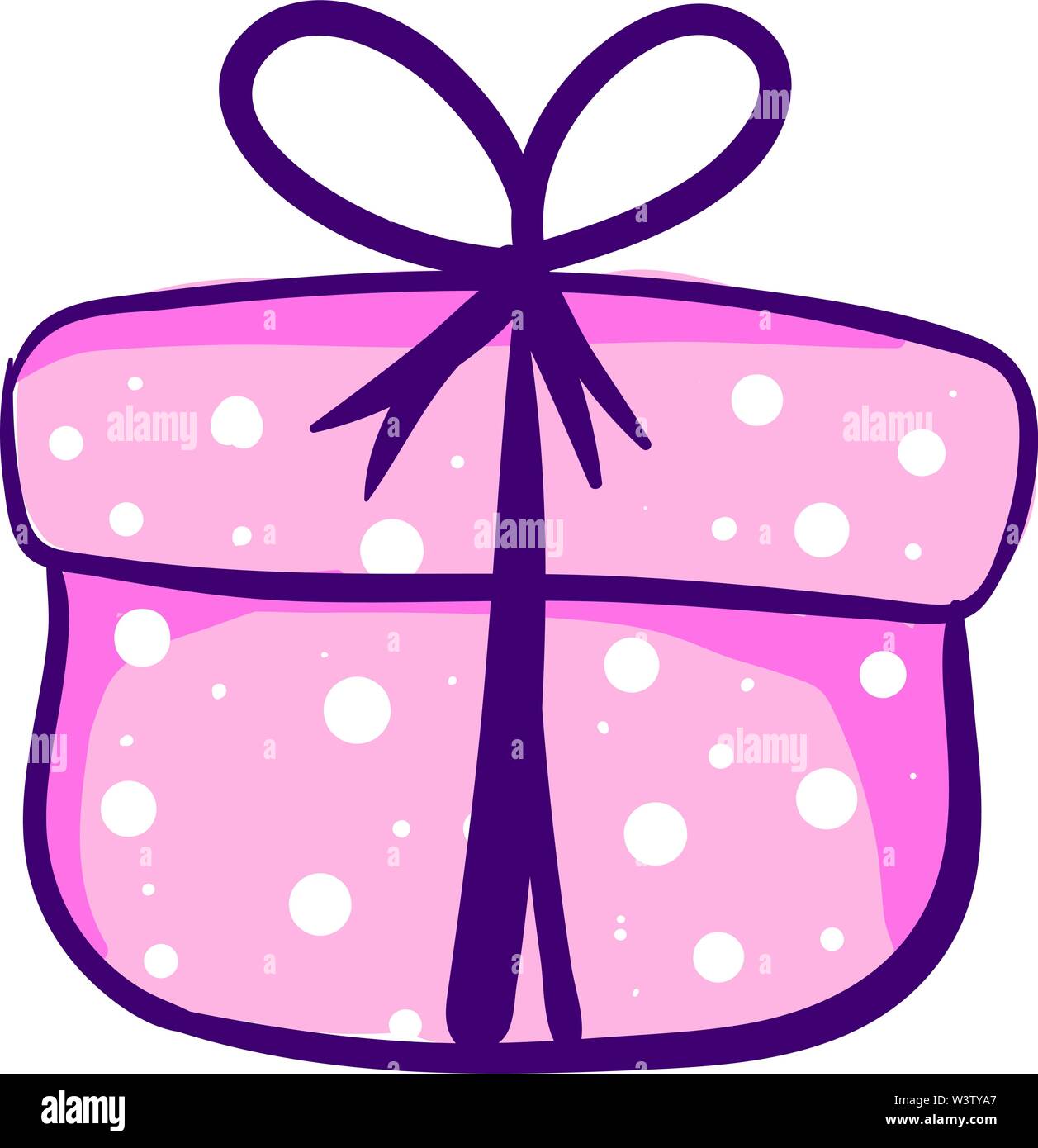 Pink present box, illustration, vector on white background Stock Vector ...