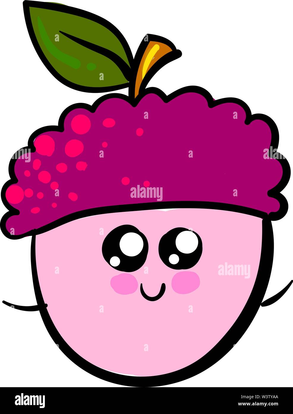 Cute lychee fruit, illustration, vector on white background Stock ...