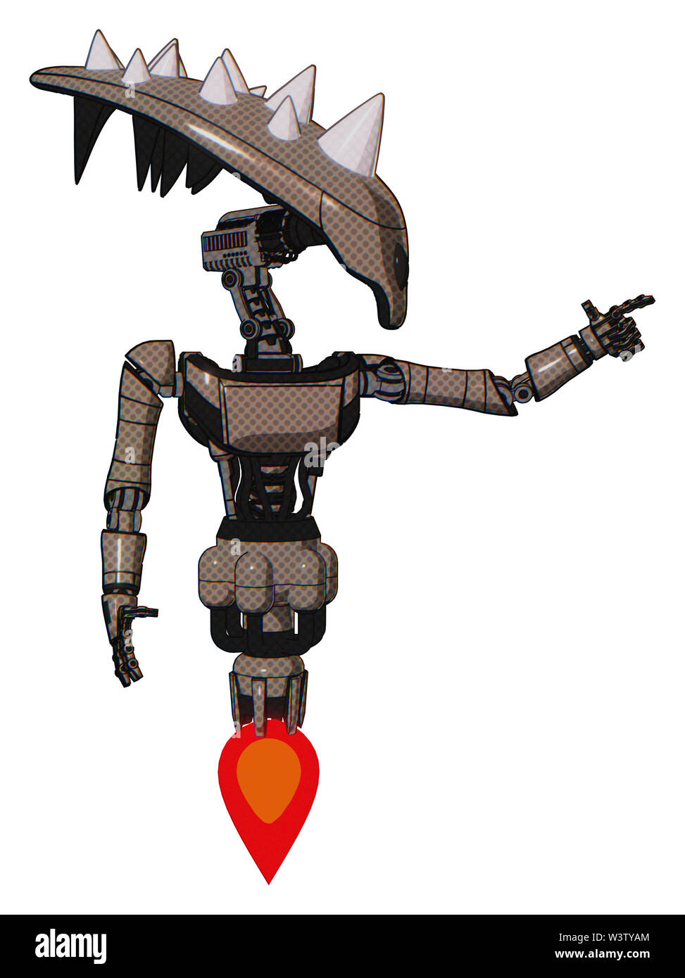 Android containing elements: flat elongated skull head, spikes,, light ...