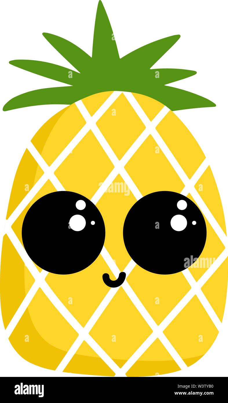 Adorable little pineapple, illustration, vector on white background ...