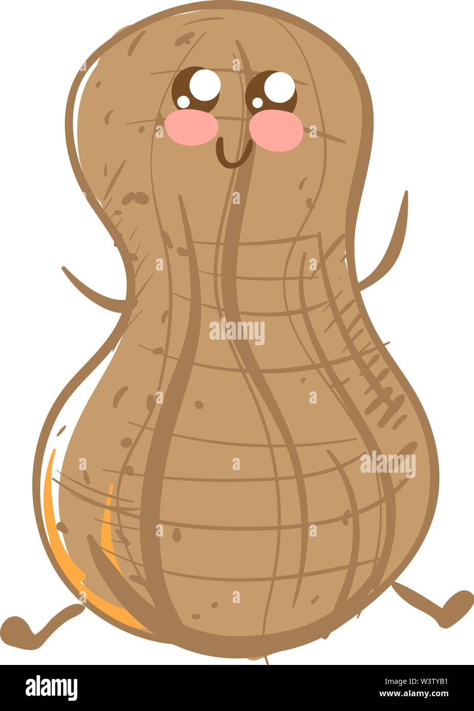 Cute peanut in shell, illustration, vector on white background Stock ...