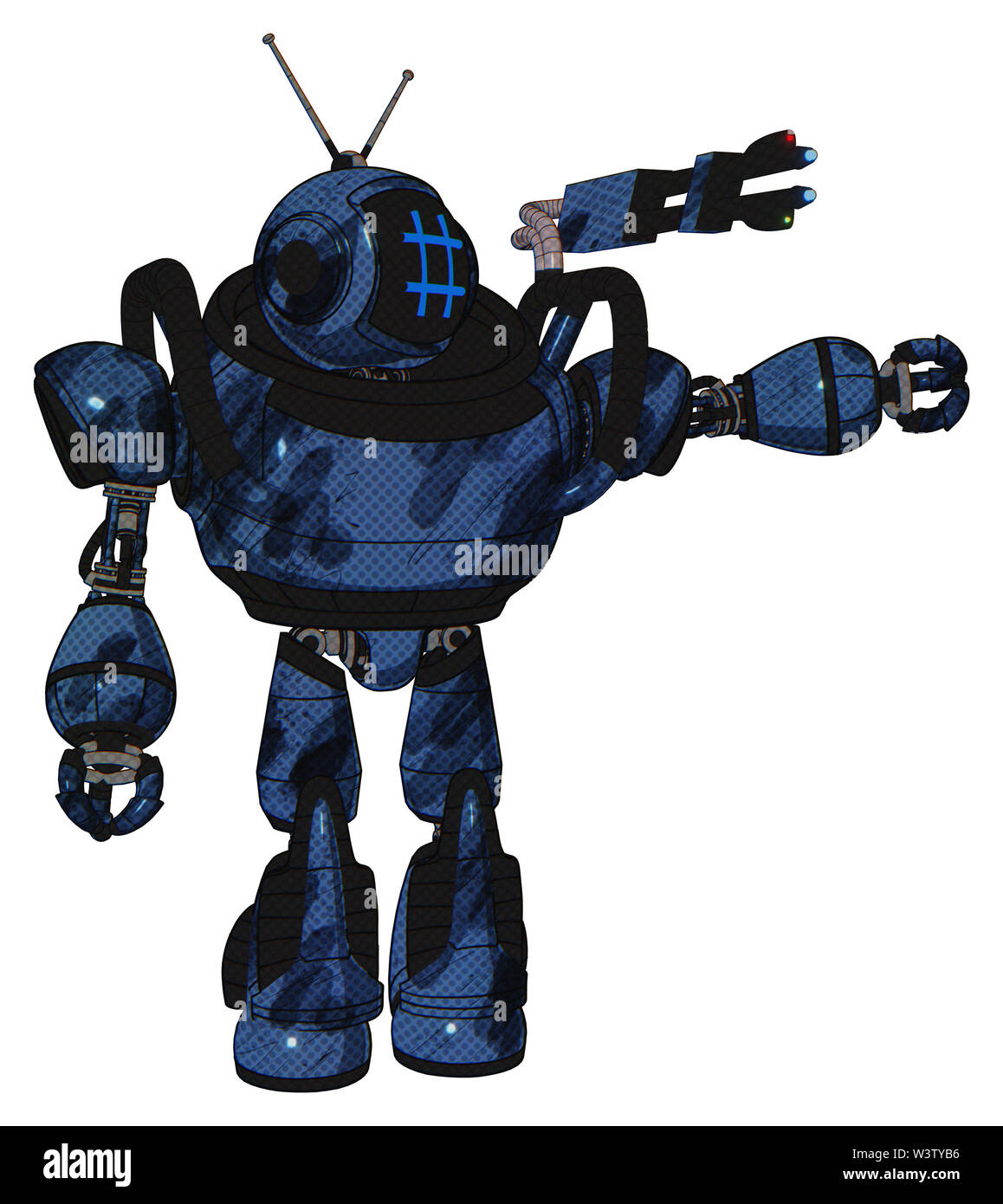 Automaton containing elements: digital display head, hashtag face ...