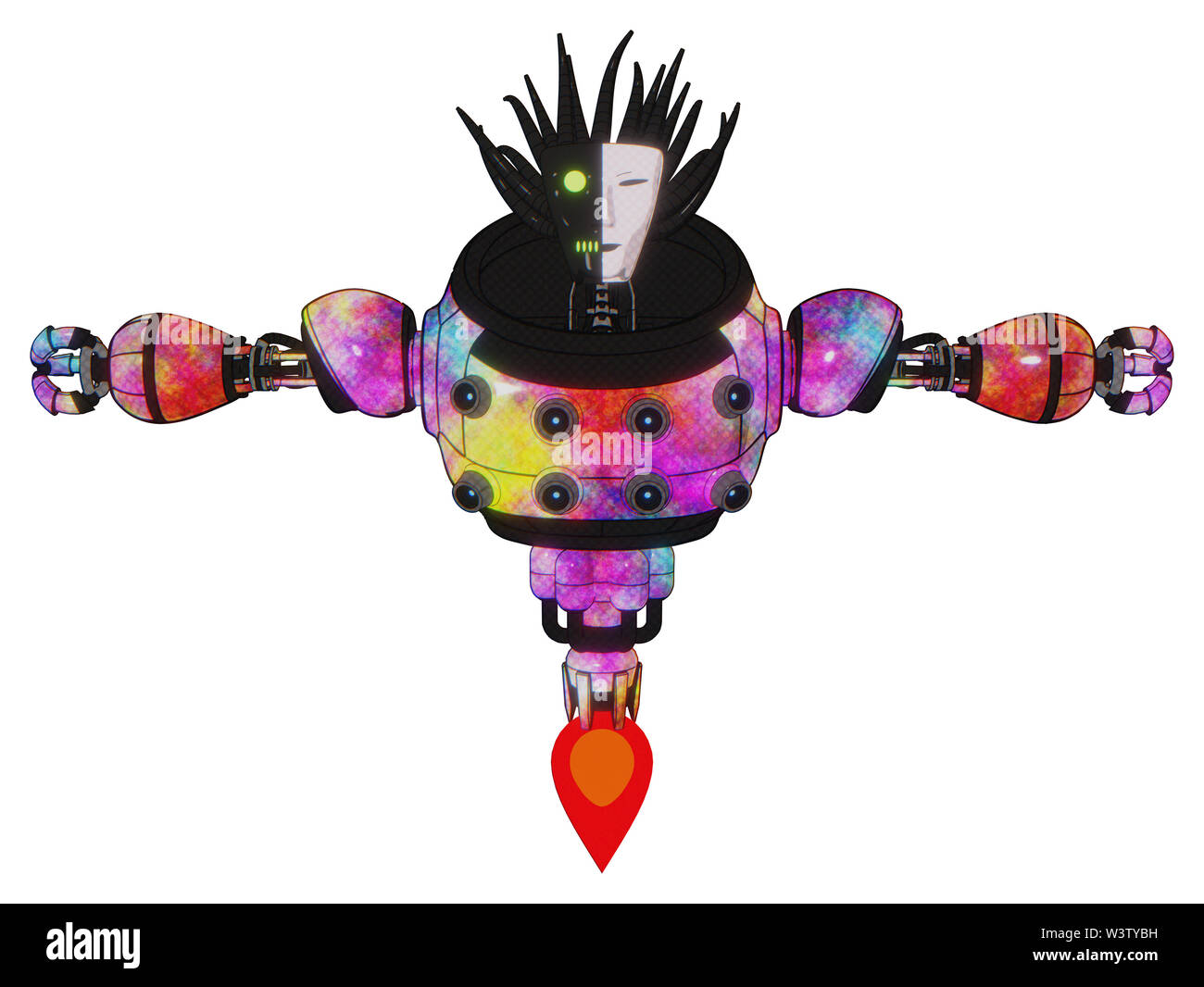 Automaton containing elements: humanoid face mask, two-face black white ...