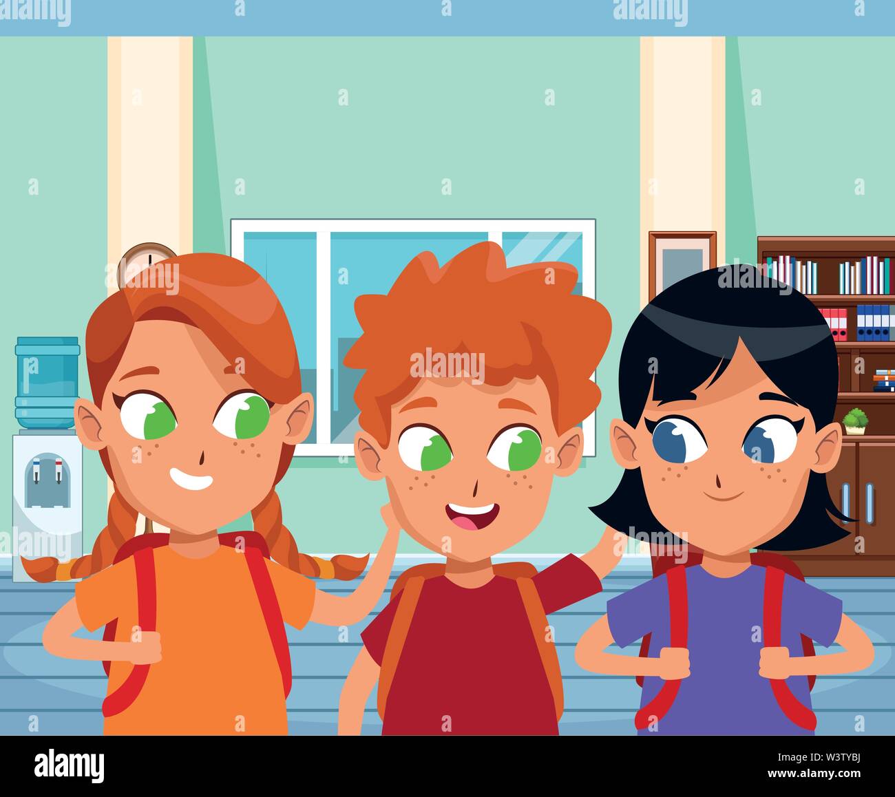 childhood cute school students cartoon Stock Vector Image & Art - Alamy