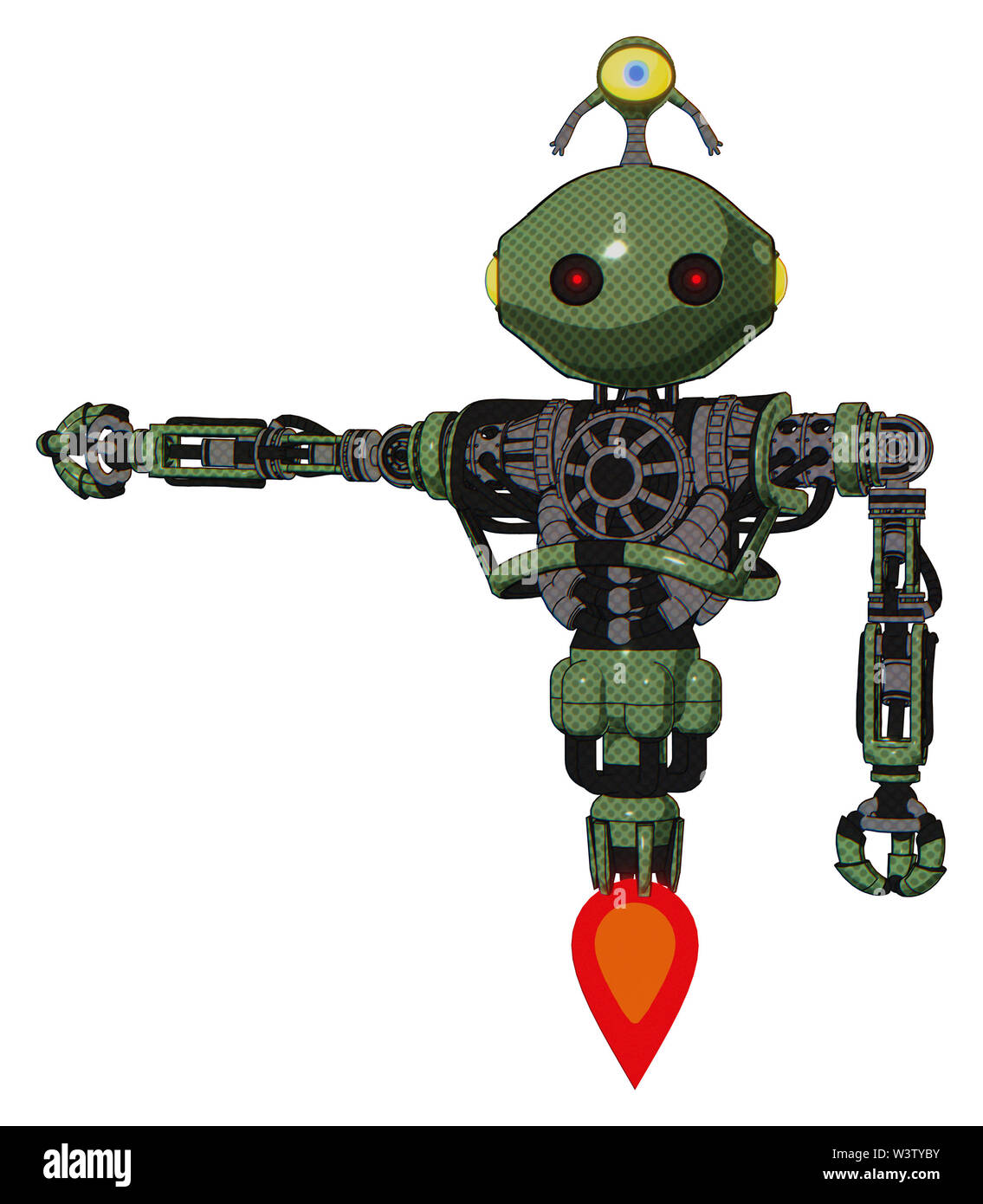 Bot containing elements: oval wide head, small red led eyes, minibot ...