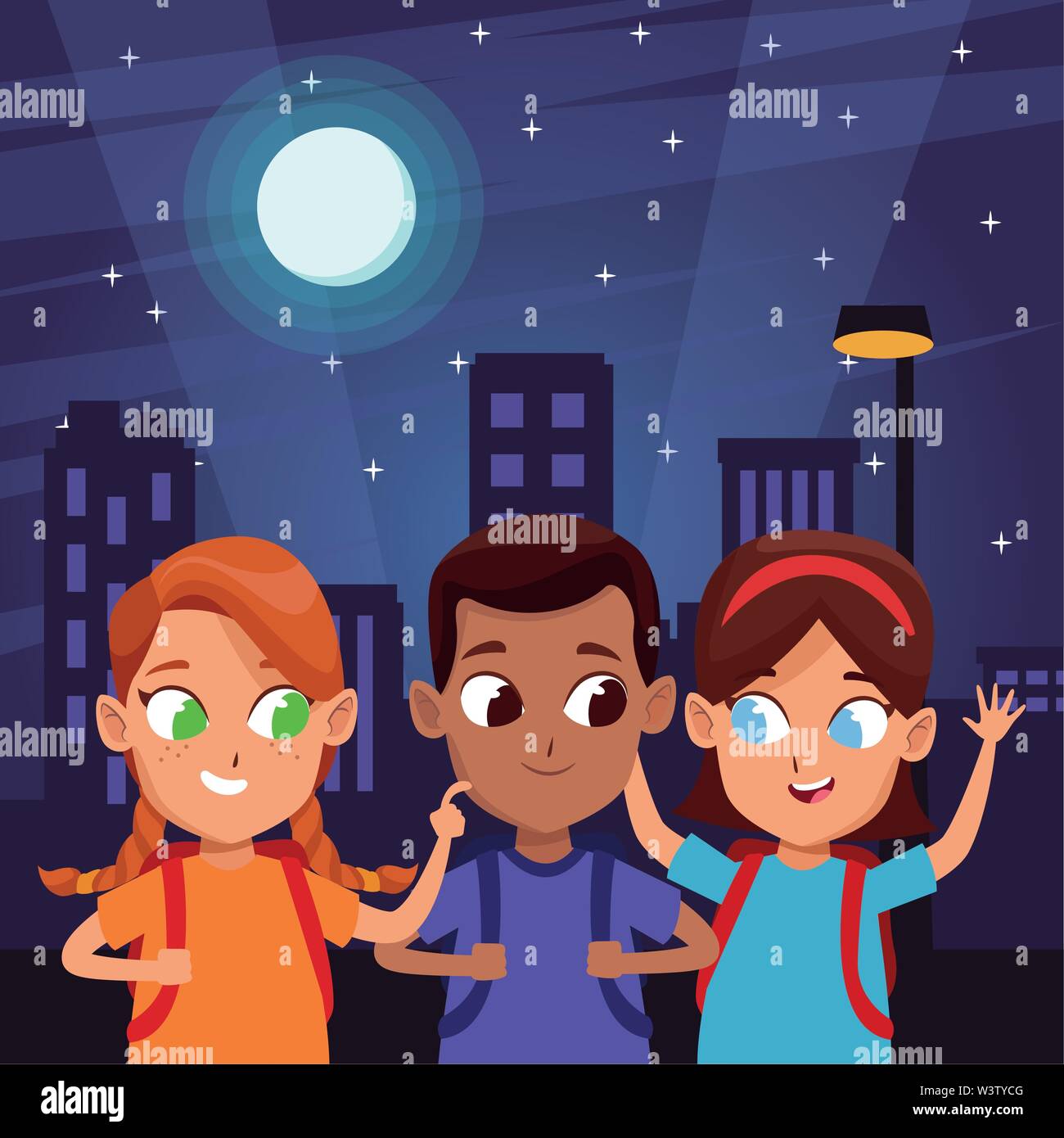 childhood cute school students cartoon Stock Vector Image & Art - Alamy