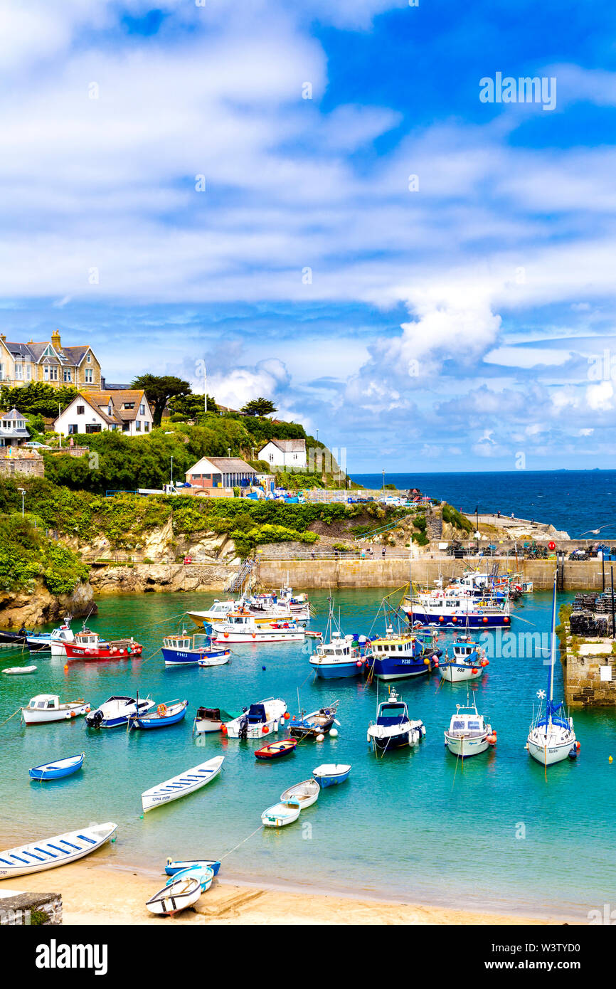 Boats in Newquay Harbour, Cornwall, UK Stock Photo - Alamy