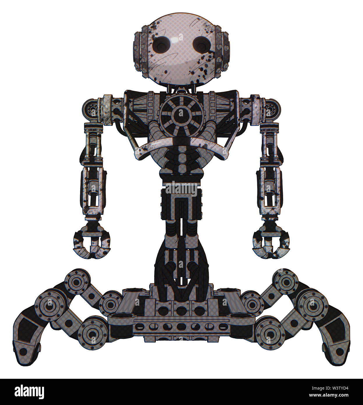 Automaton containing elements: oval wide head, steampunk iron bands ...