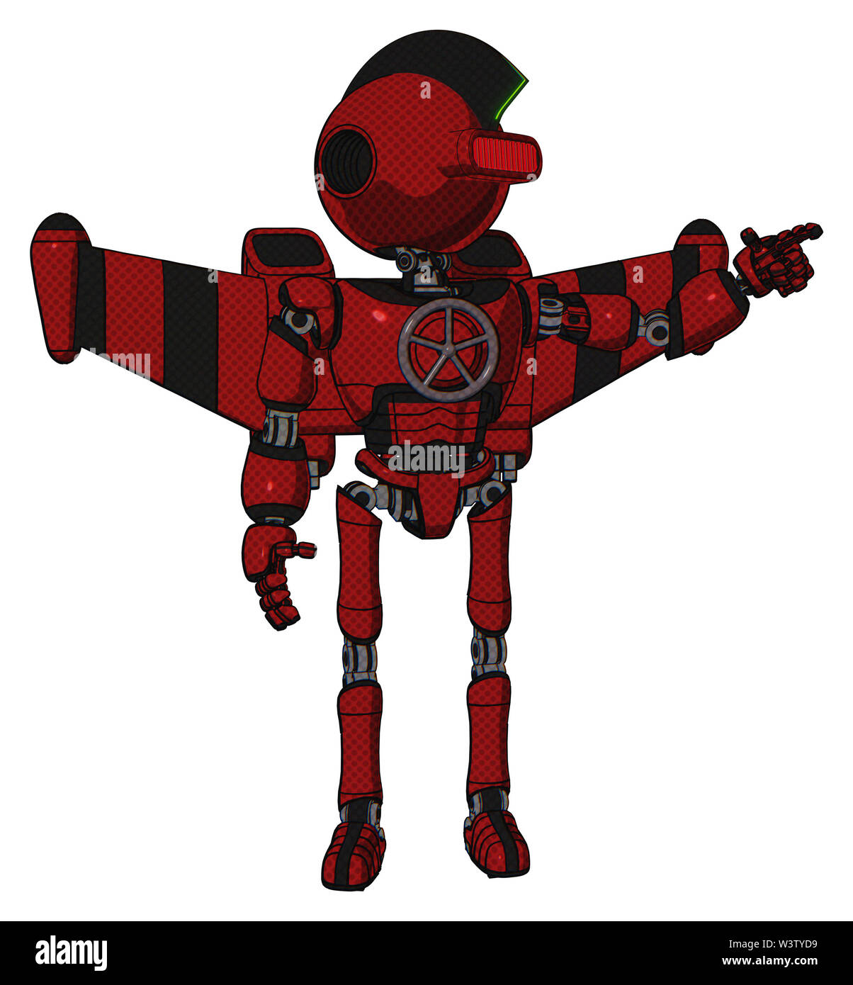 Mech containing elements: oval wide head, red horizontal visor, techno ...