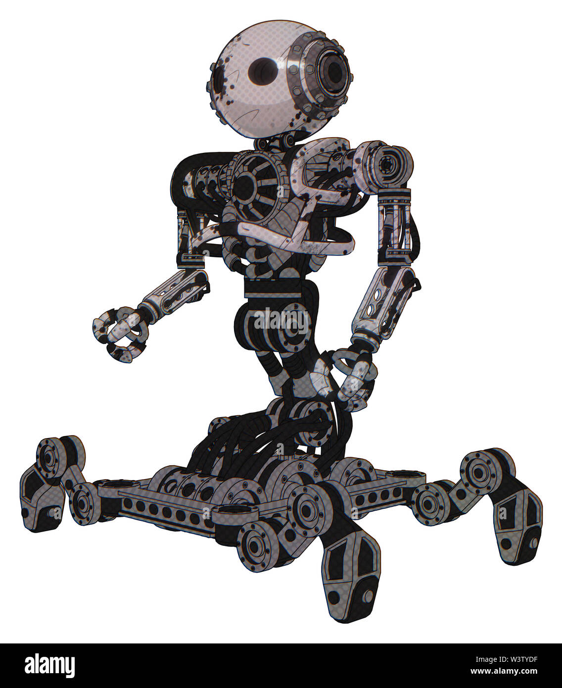 Automaton containing elements: oval wide head, steampunk iron bands ...