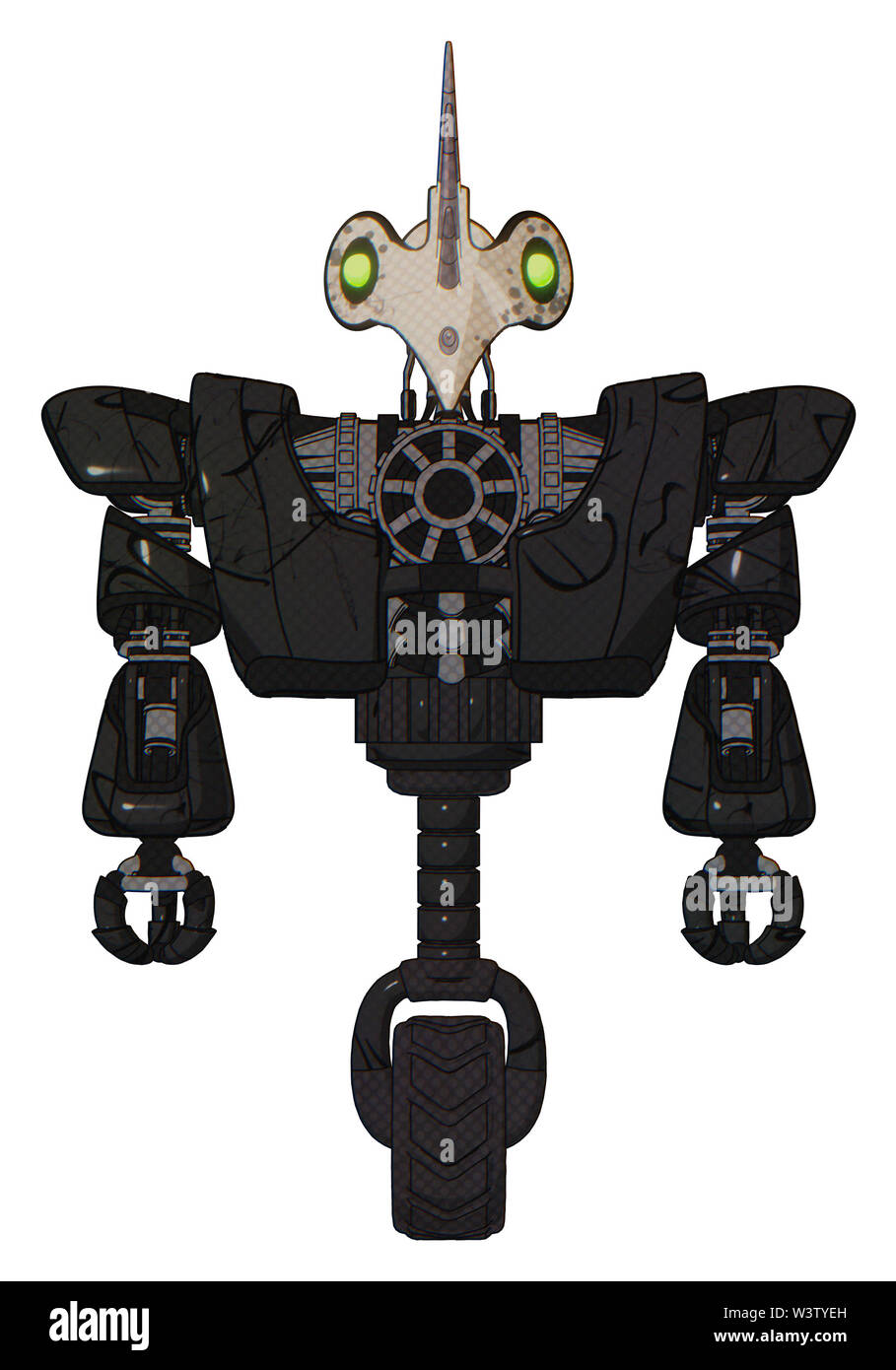 Robot containing elements: bird skull head, green eyes, heavy upper ...