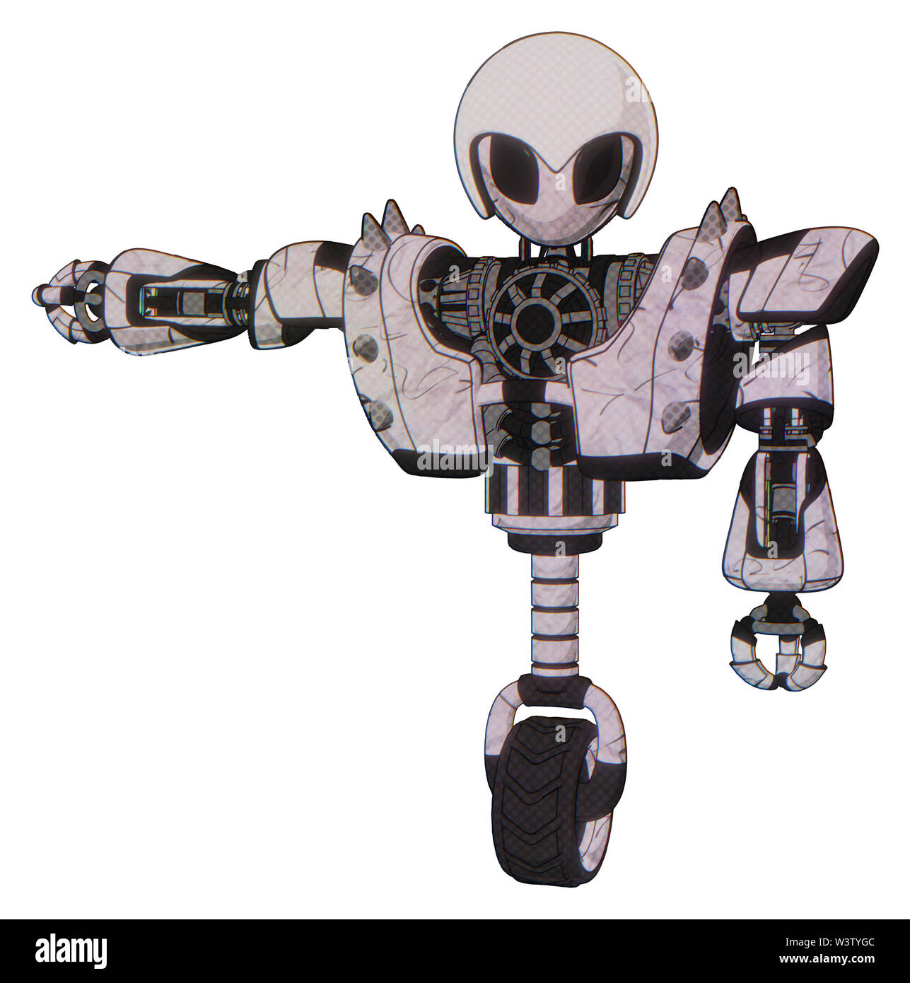 Robot containing elements: grey alien style head, black eyes, helmet ...