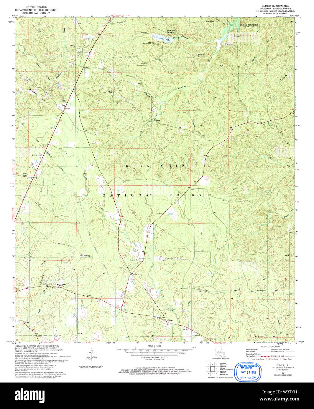 USGS TOPO Map Louisiana LA Elmer 331926 1971 24000 Restoration Stock ...