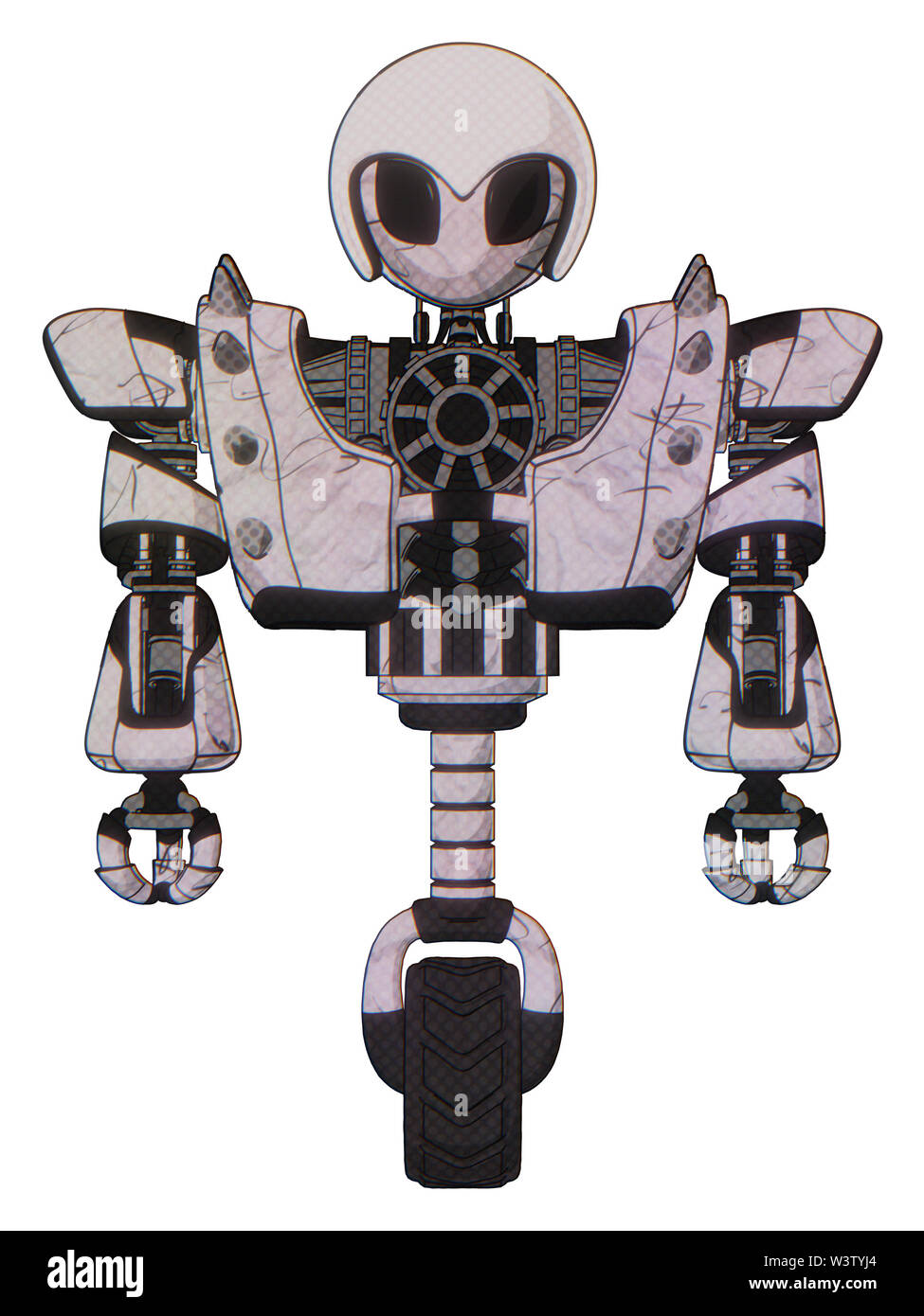 Robot containing elements: grey alien style head, black eyes, helmet ...