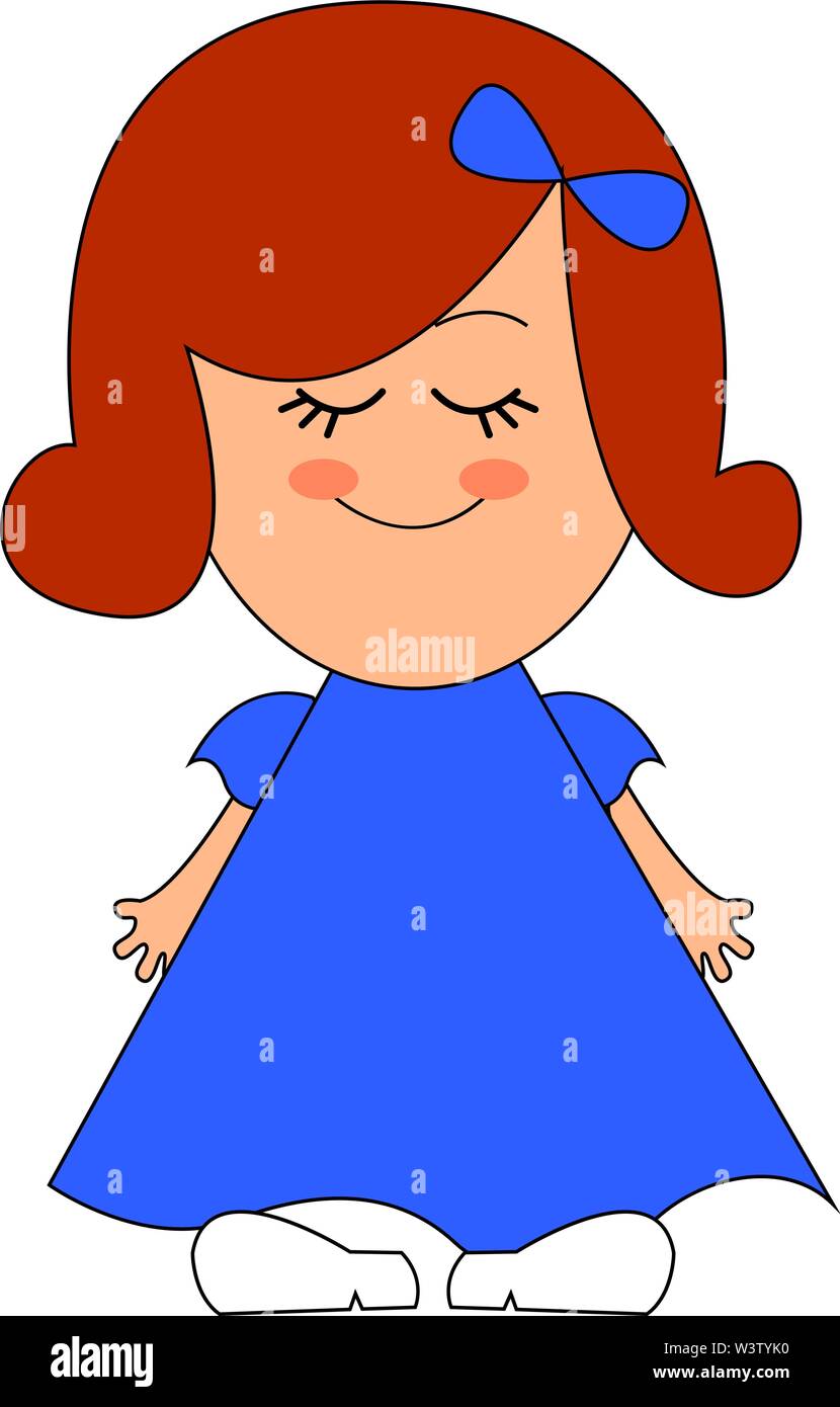 Doll in blue dress, illustration, vector on white background Stock ...