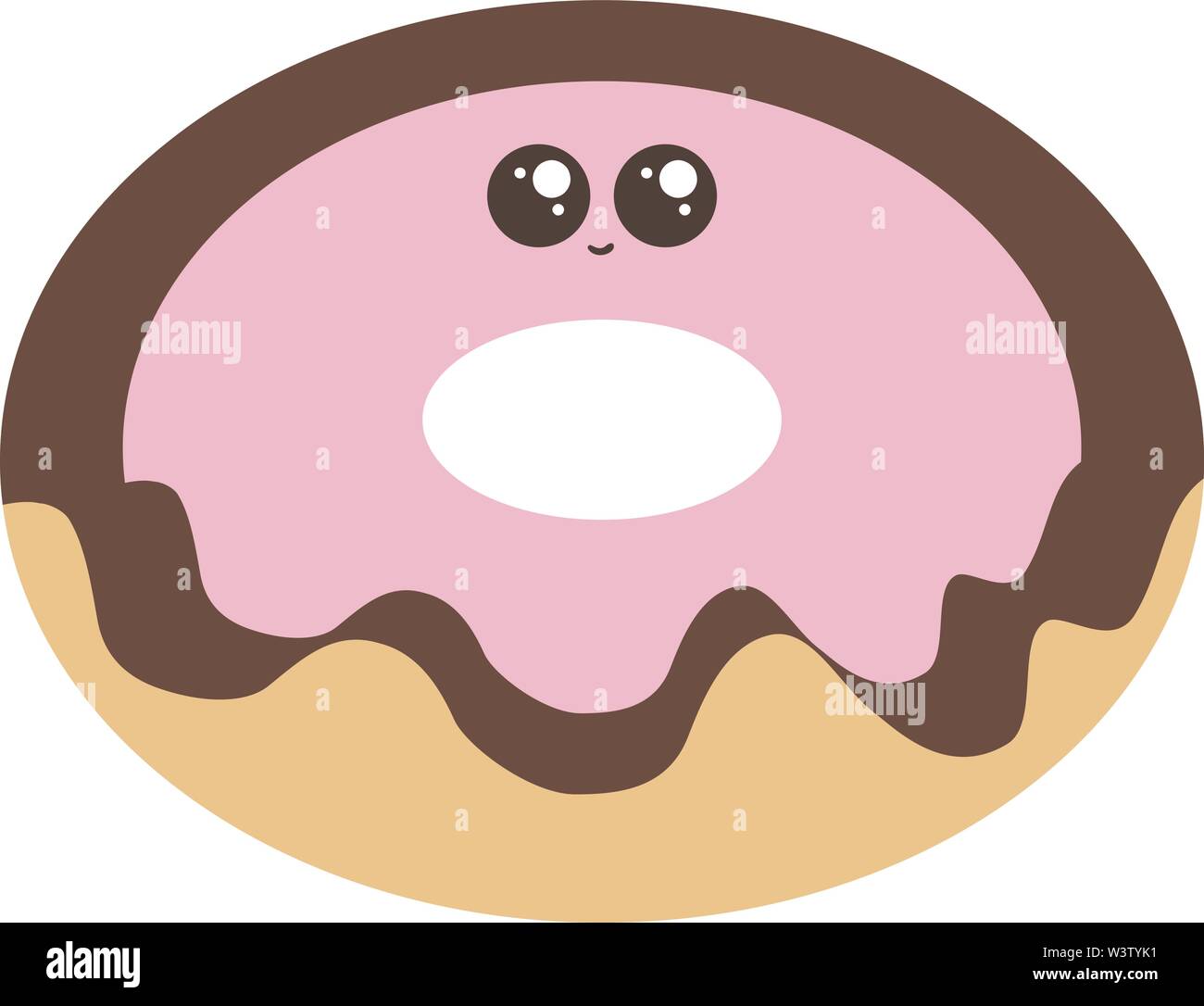 Cute donut with eyes, illustration, vector on white background Stock ...