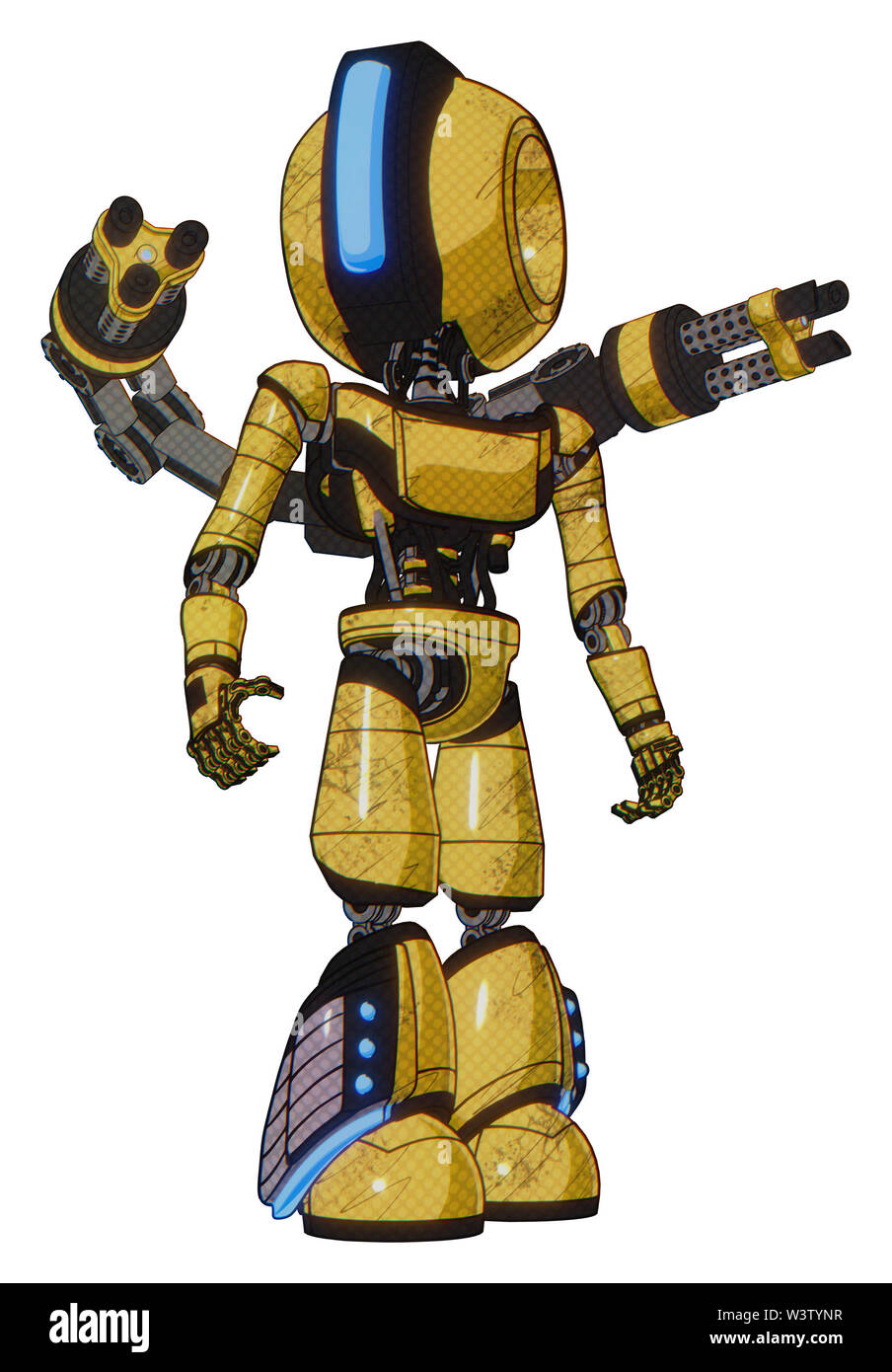 Mech containing elements: round head, large vertical visor, light chest ...
