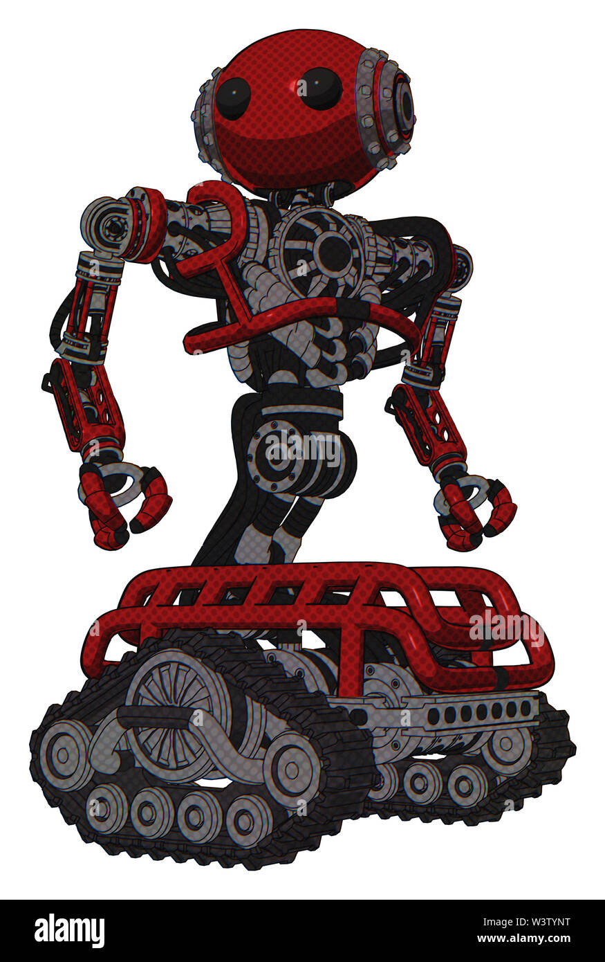 Cyborg containing elements: oval wide head, beady black eyes, steampunk ...