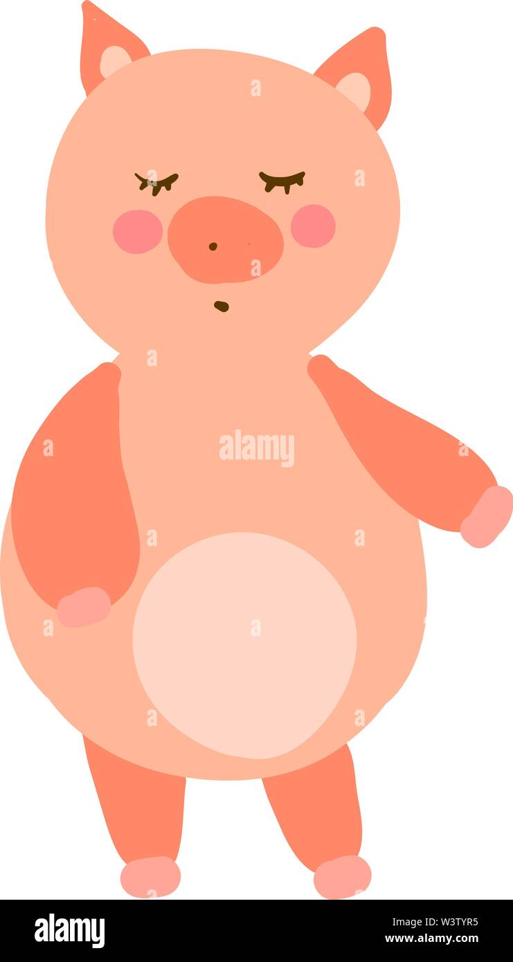 Fat little pig, illustration, vector on white background Stock Vector ...