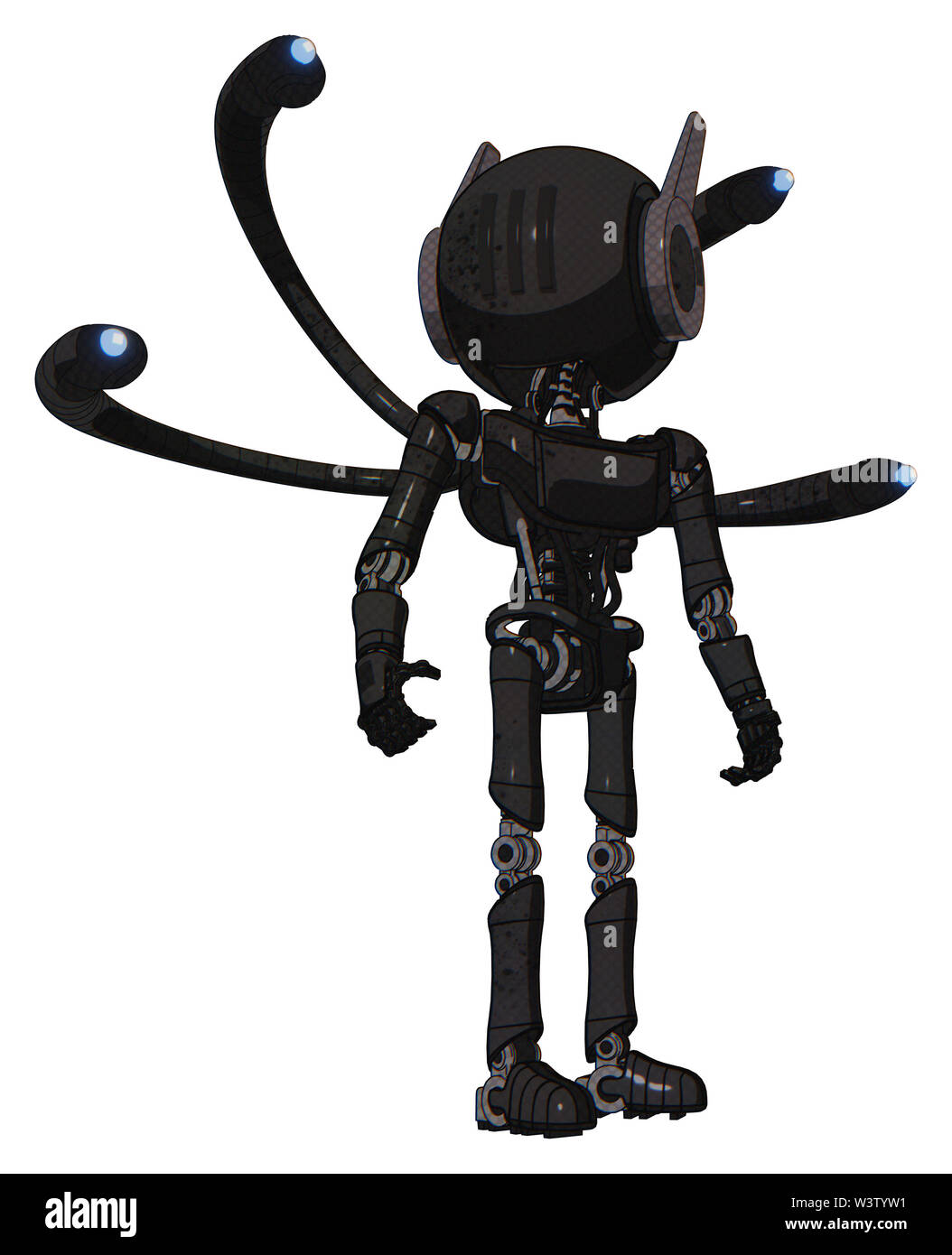 Cyborg containing elements: round head, three lens sentinel visor, head ...