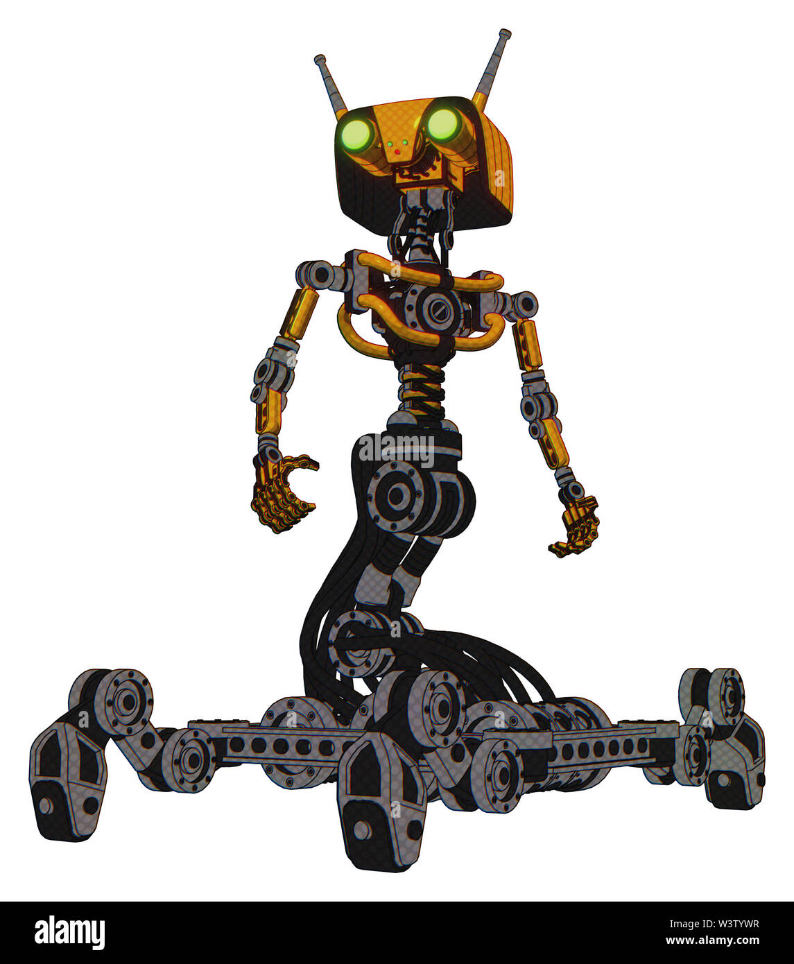 Droid containing elements: dual retro camera head, cyborg antenna head ...