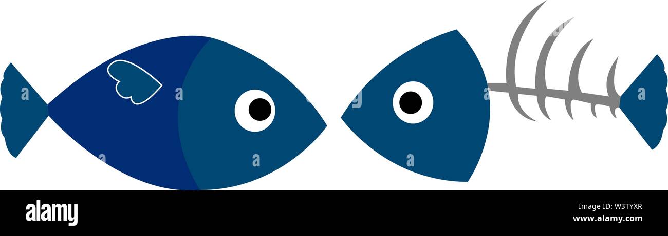 Fish skeleton icon flat Cut Out Stock Images & Pictures - Alamy