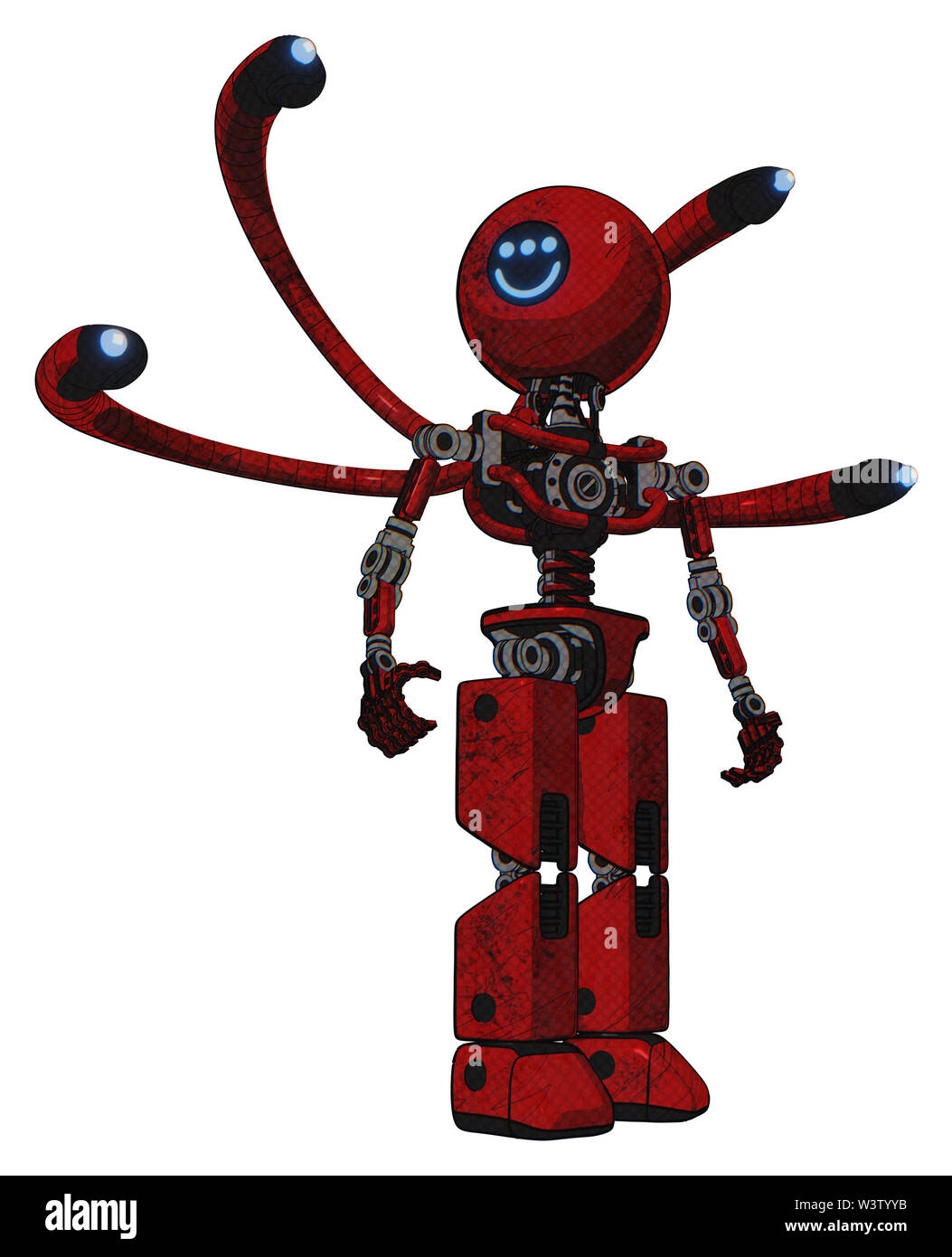 Robot containing elements: dual retro camera head, happy three-eyed ...