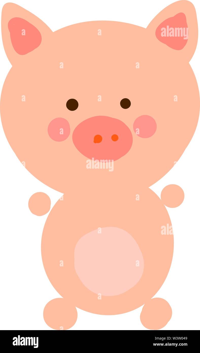 Happy little pig, illustration, vector on white background Stock Vector ...