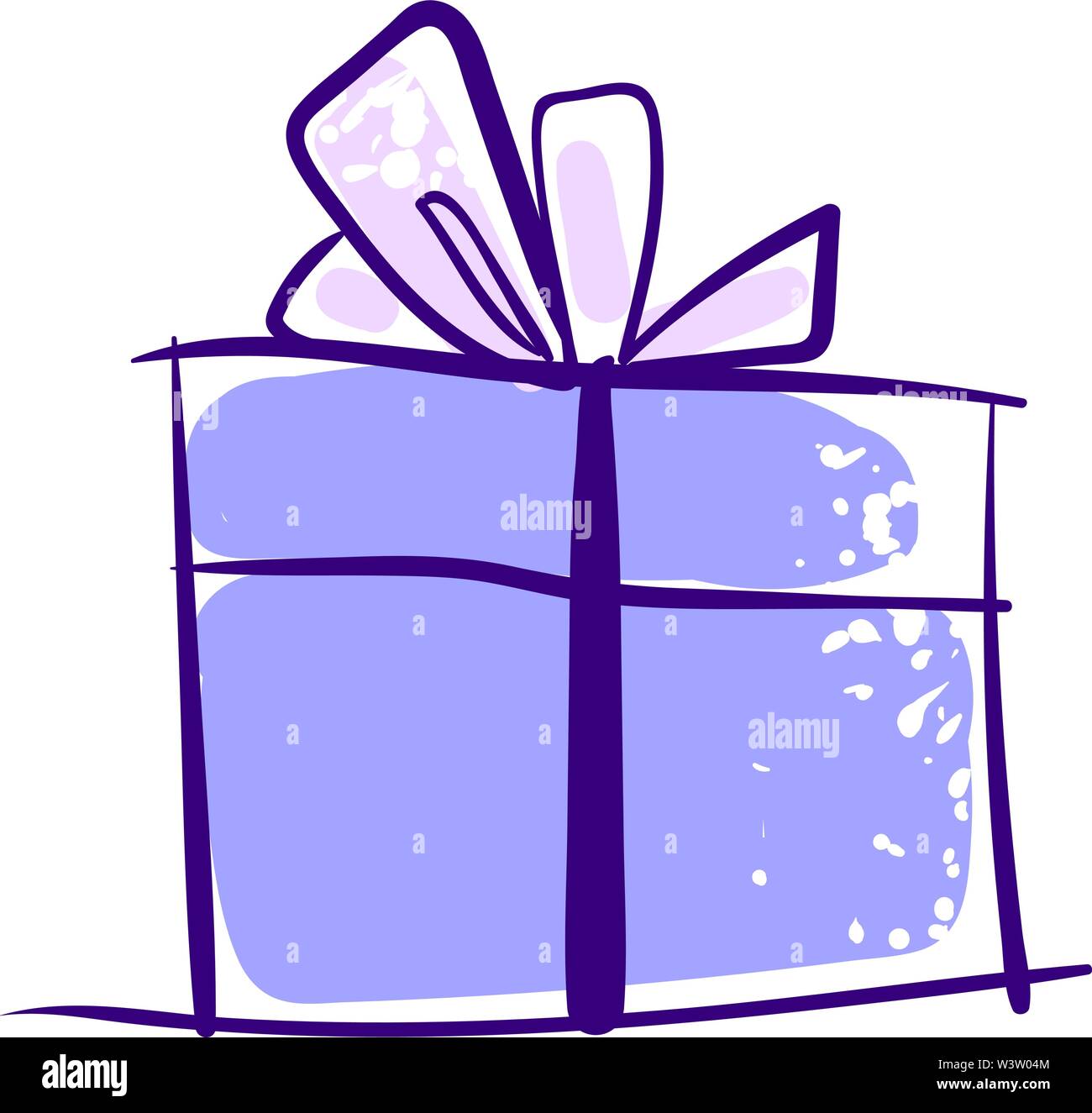 Purple gift drawing, illustration, vector on white background Stock ...