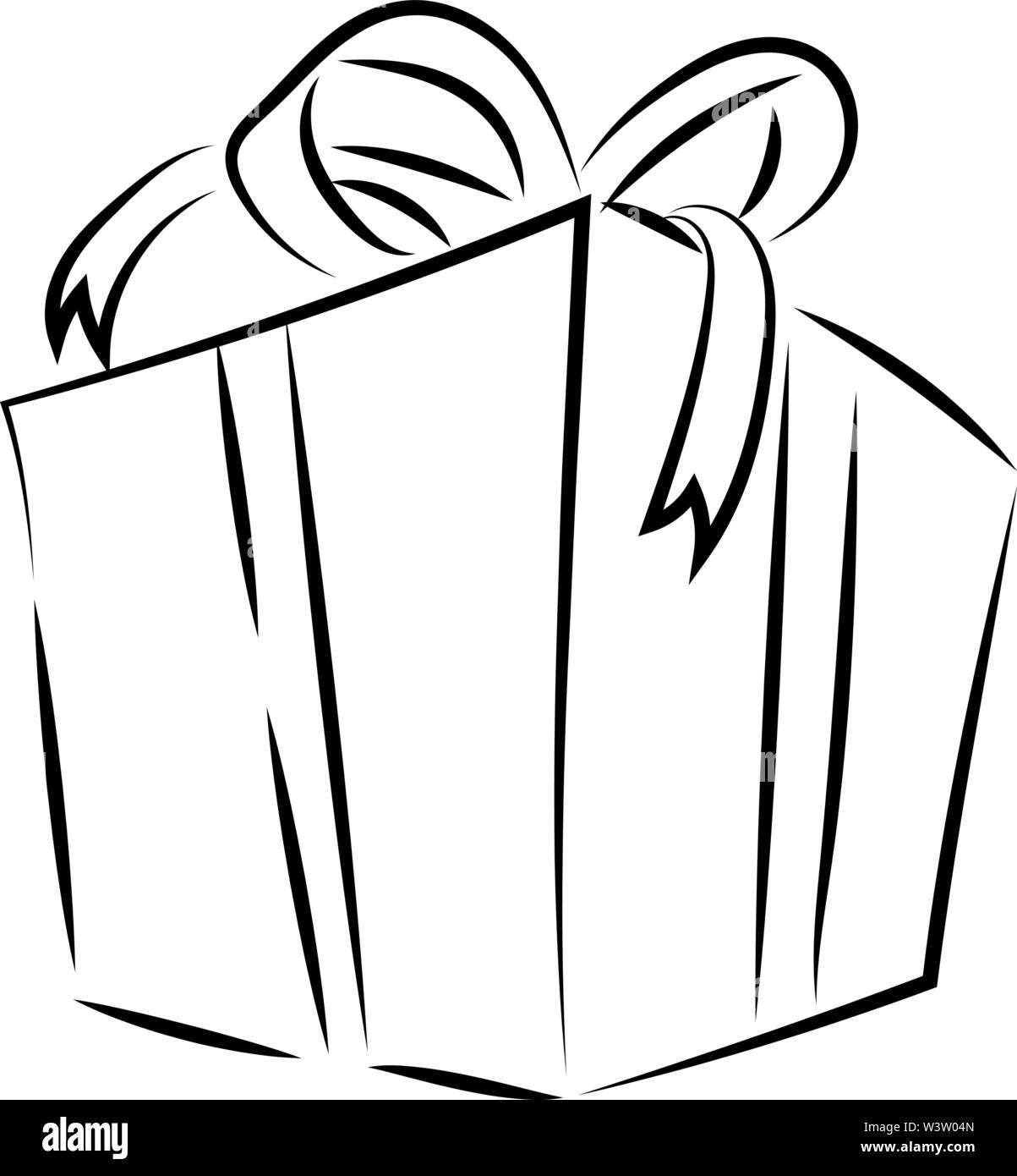 Tall gift drawing, illustration, vector on white background Stock ...