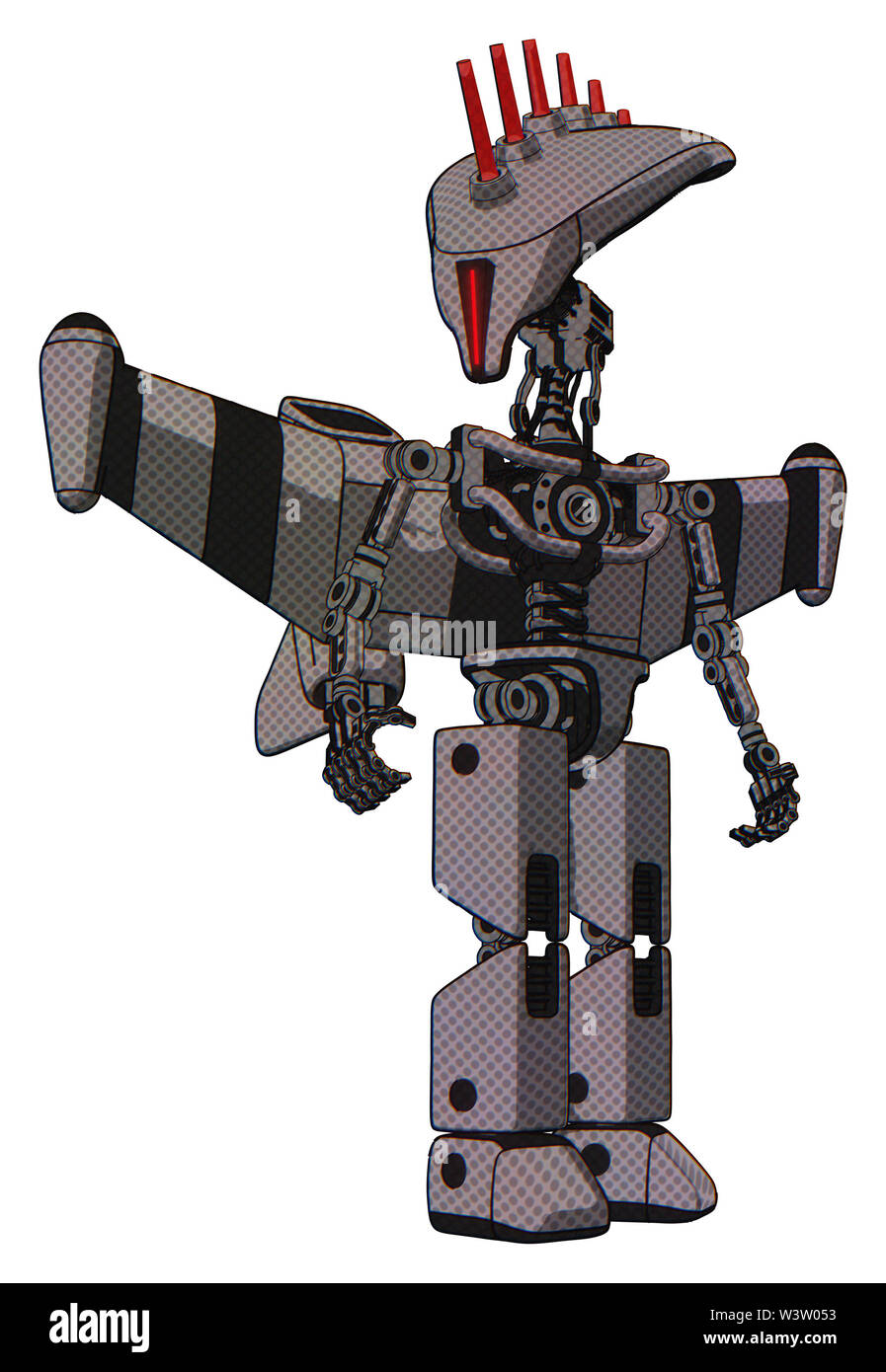 Bot containing elements: flat elongated skull head, light chest ...