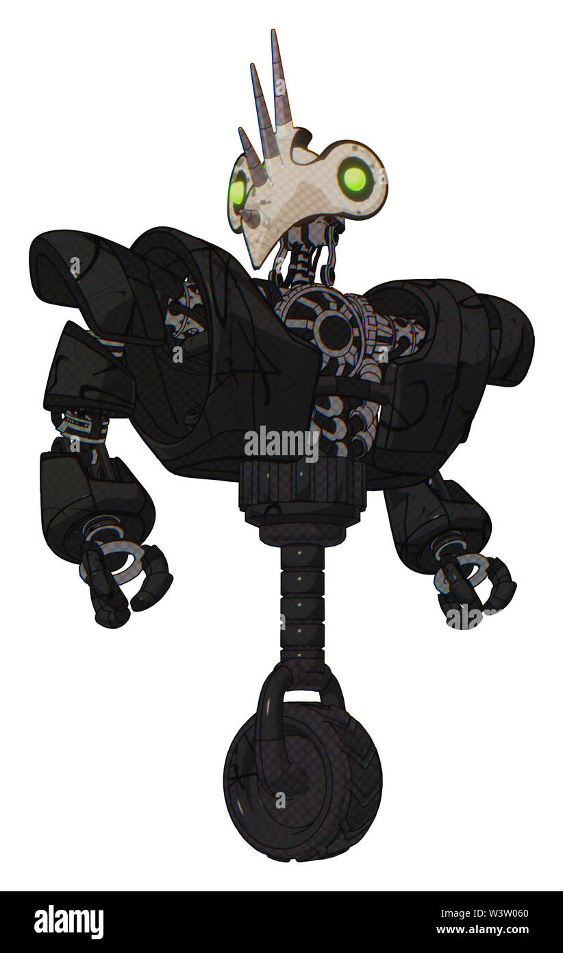 Robot containing elements: bird skull head, green eyes, heavy upper ...
