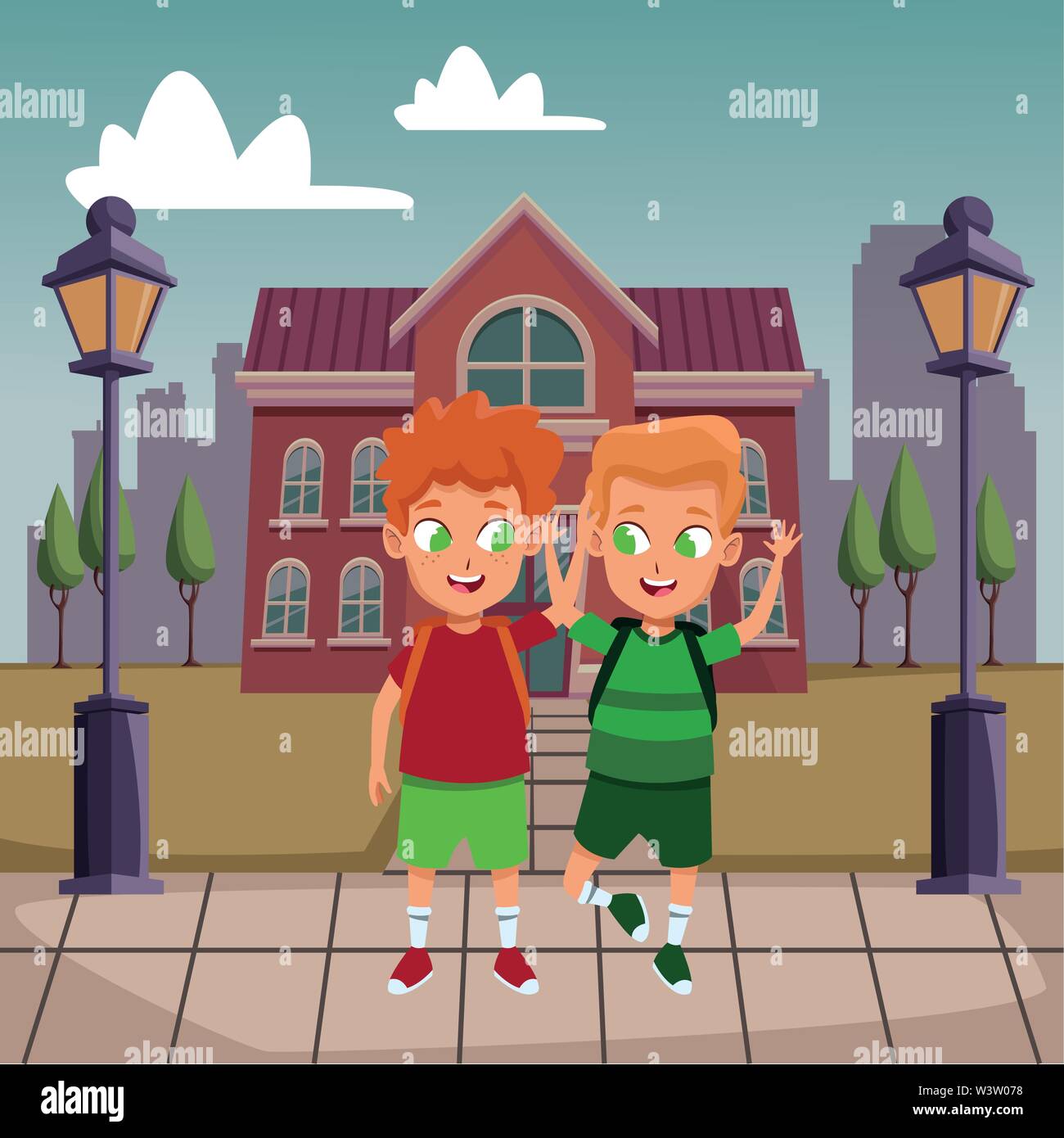 childhood adorable school students cartoon Stock Vector Image & Art - Alamy