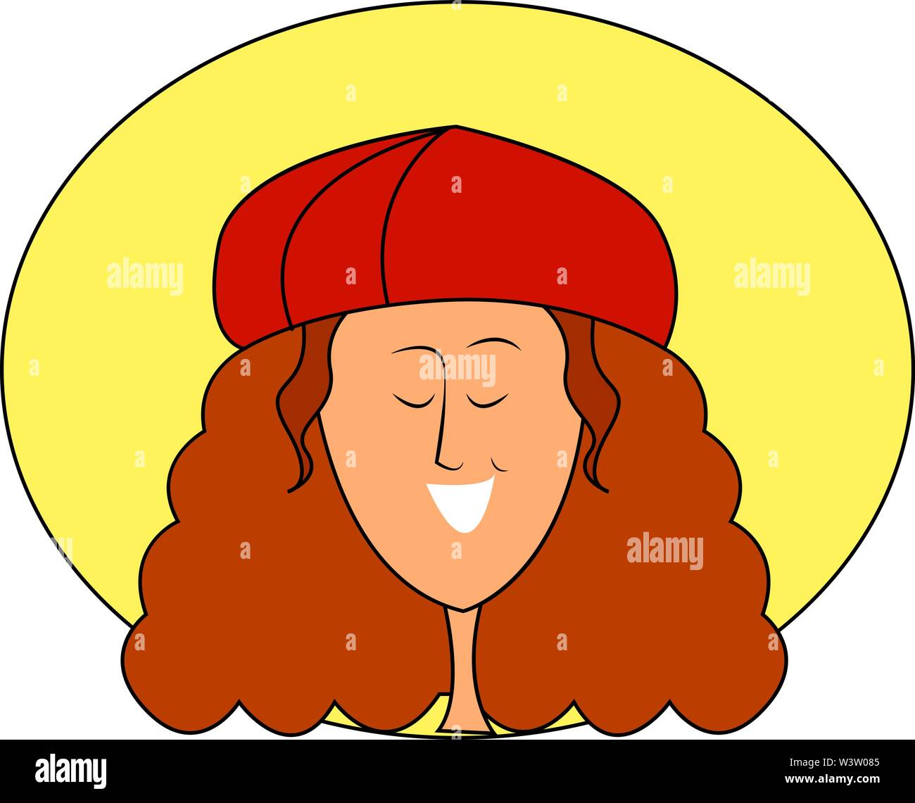 Girl with red hat, illustration, vector on white background Stock ...